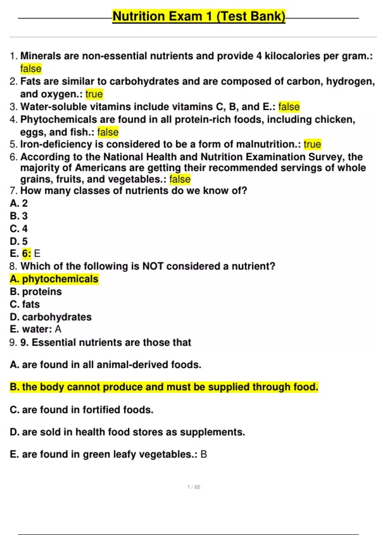 Test Bank Nutrition 2000 QUESTIONS' AND ANSWERS UPDATED 2025 - Stuvia US