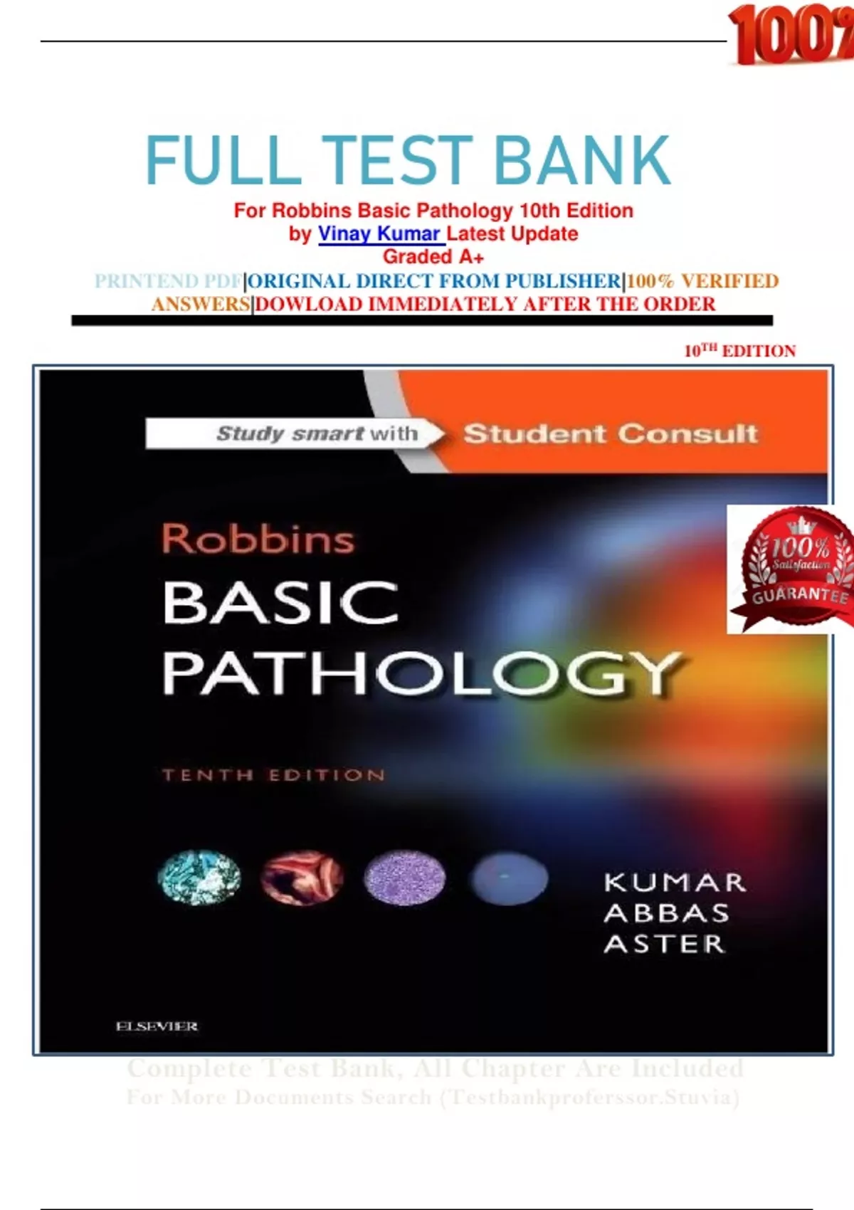 FULL TEST BANK For Robbins Basic Pathology 10th Edition by Vinay Kumar ...