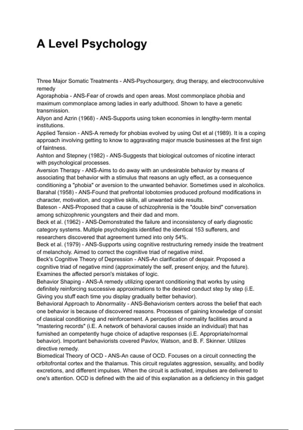 A Level Psychology NEWEST 2025/2026 ACTUAL EXAM COMPLETE QUESTIONS AND ...