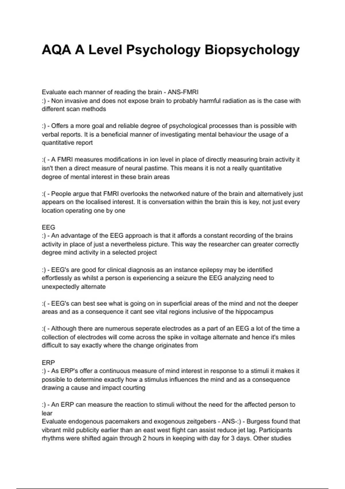 AQA A Level Psychology Biopsychology NEWEST 2025/2026 ACTUAL EXAM COMPLETE QUESTIONS AND CORRECT ...