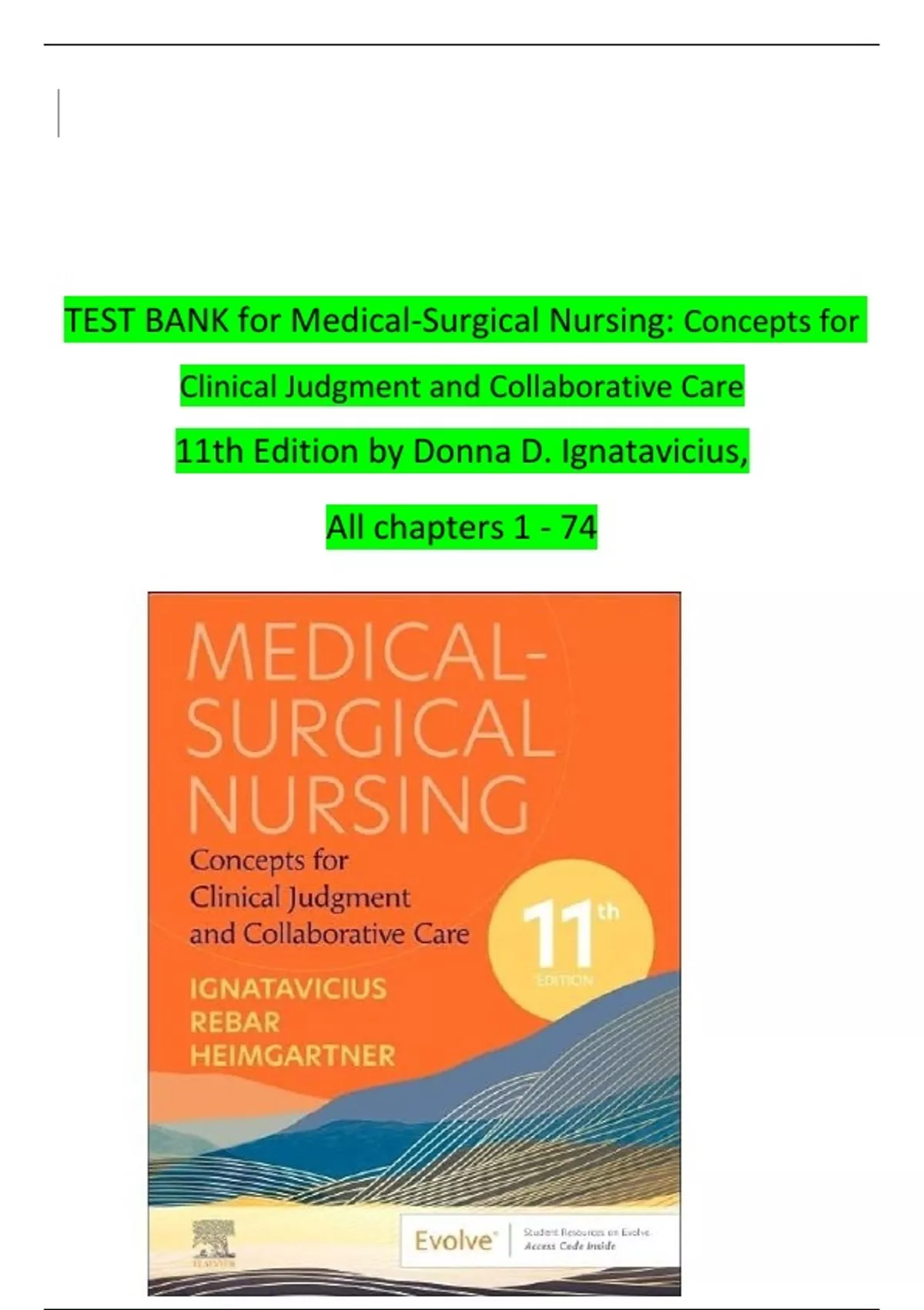 TEST BANK FOR Medical-Surgical Nursing: Concepts for Clinical Judgment ...