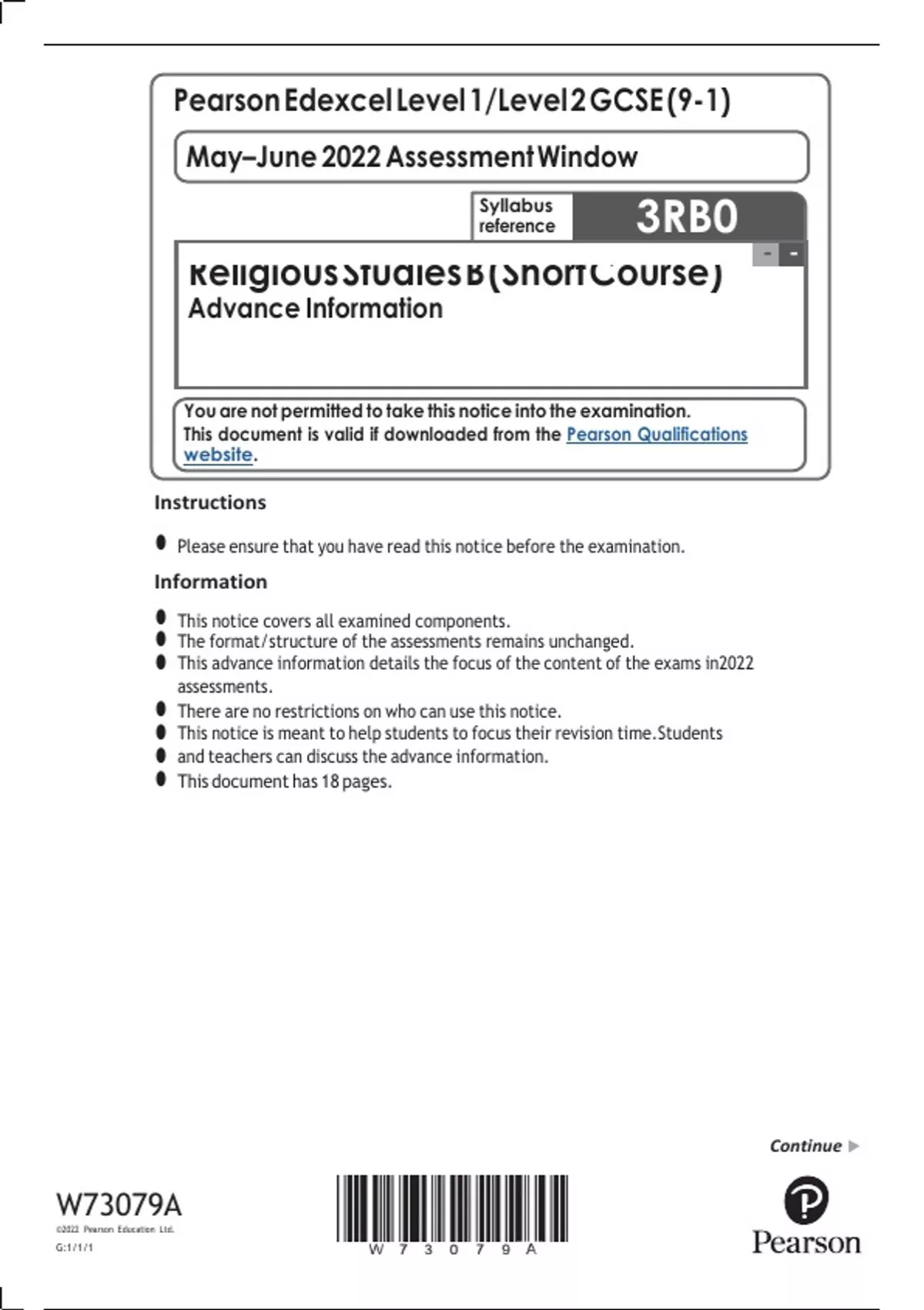 Pearson Edexcel Level 1Level 2 GCSE (9-1) Religious Studies B (Short ...