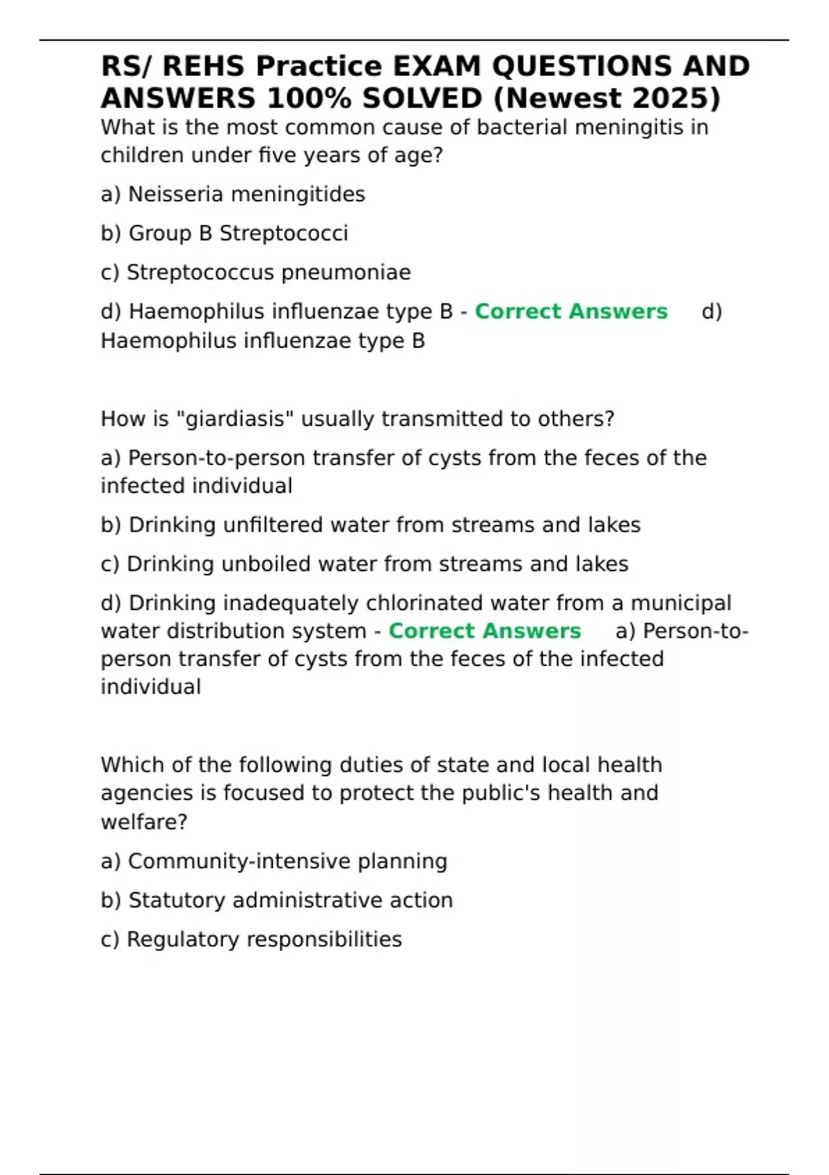 RS REHS Practice EXAM QUESTIONS AND ANSWERS 100- SOLVED (Newest 2025 ...