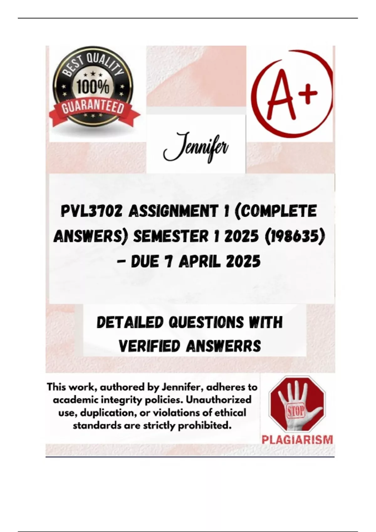 PVL3702 Assignment 1 (COMPLETE ANSWERS) Semester 1 2025 (198635) - DUE 7 April 2025; 100% ...