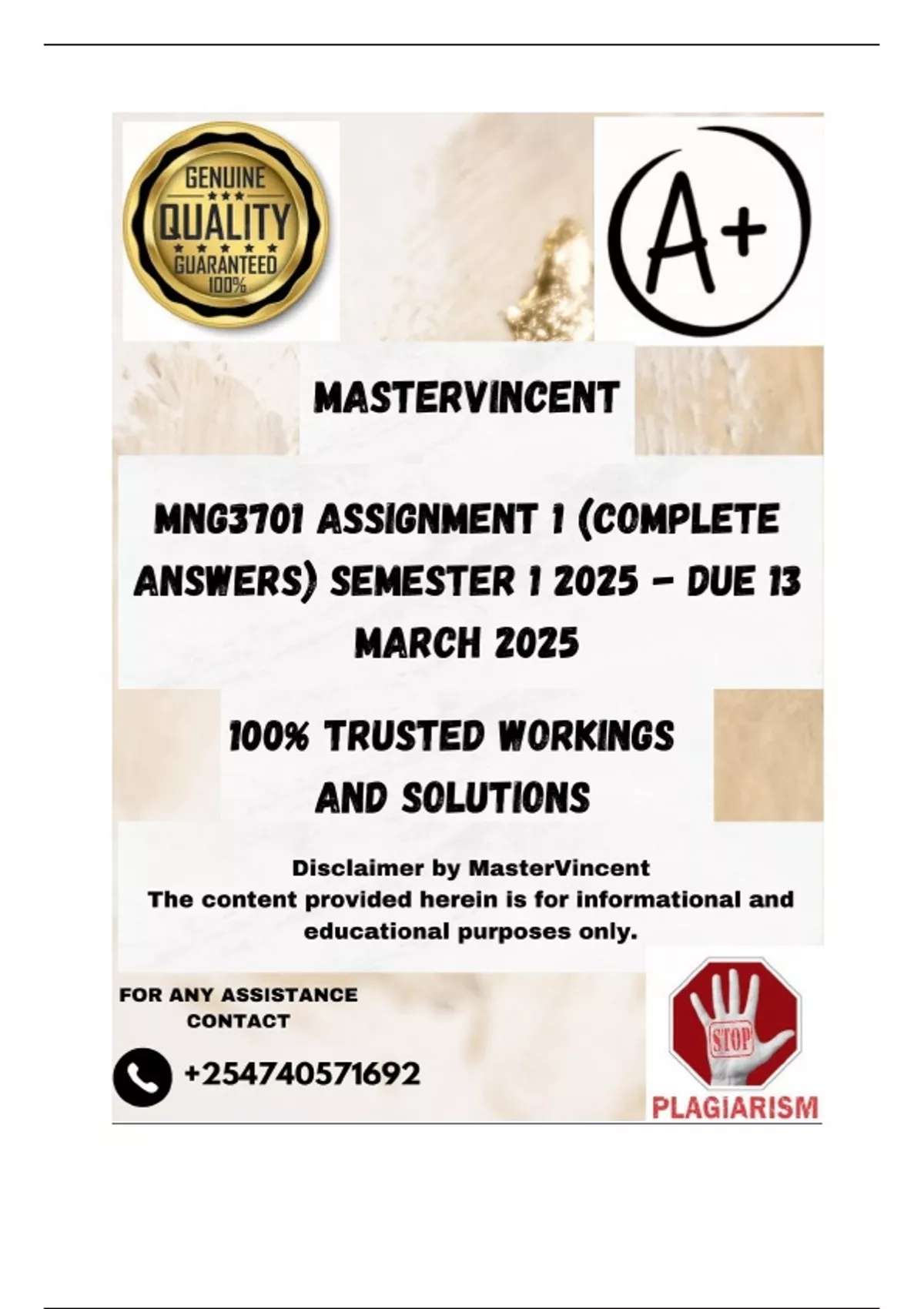 MNG3701 Assignment 1 (COMPLETE ANSWERS) Semester 1 2025 - DUE 13 March 2025; 100% TRUSTED ...