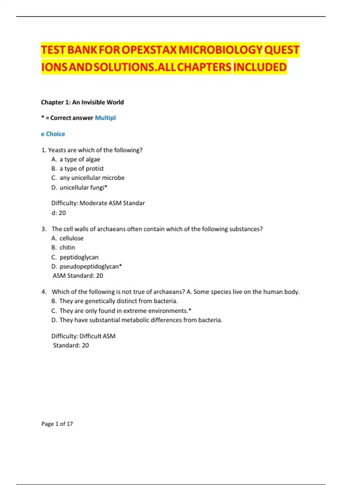 Test Bank for Talaro's Foundations in Microbiology, 12th Edition by ...