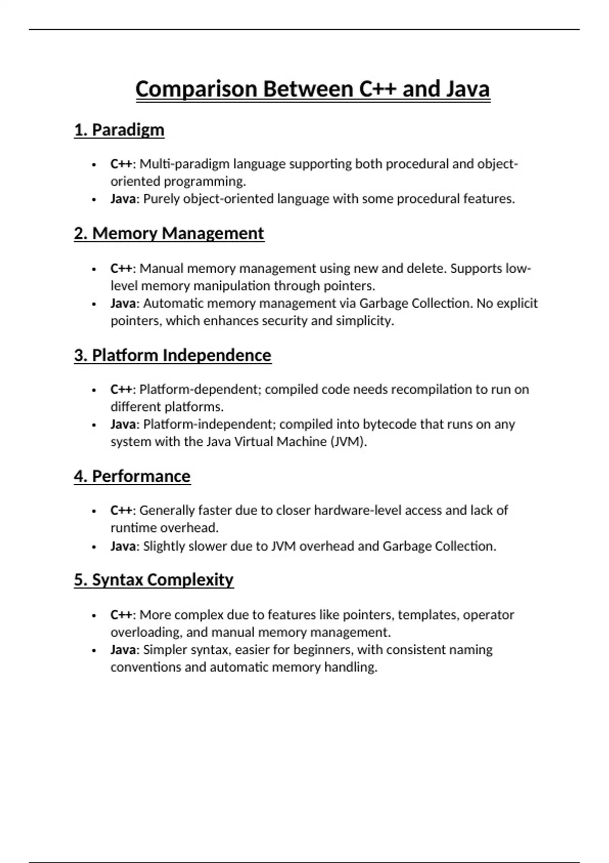 C Vs Java A Comprehensive Comparison With Features And Use Cases Computer Science Stuvia Us