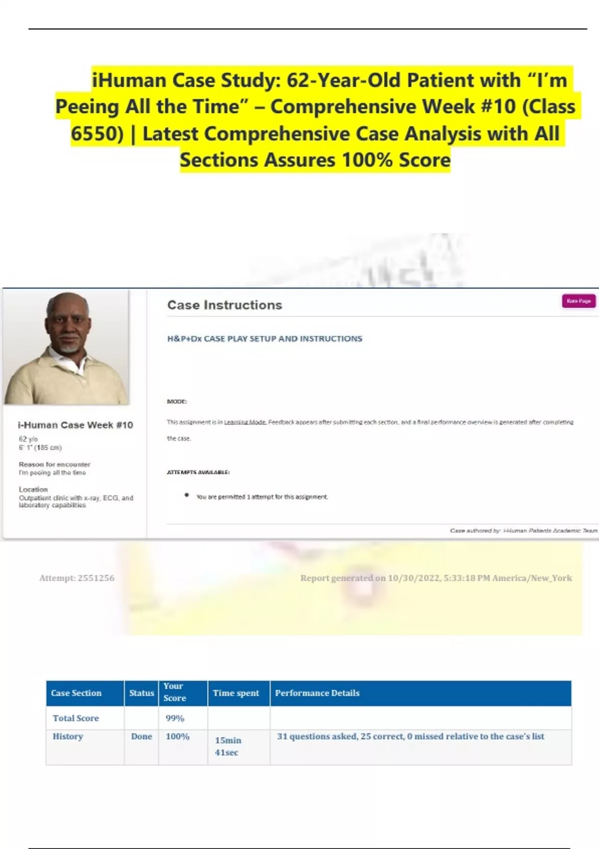 iHuman Case Study: 62-Year-Old Patient with “I’m Peeing All the Time” – Comprehensive Week #10 ...