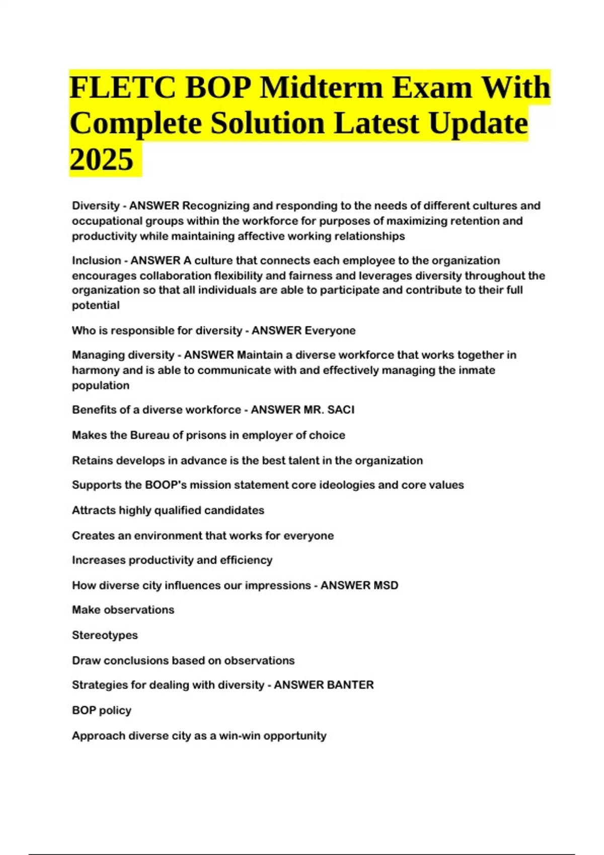 FLETC BOP Midterm Exam With Complete Solution Latest Update 2025 ...