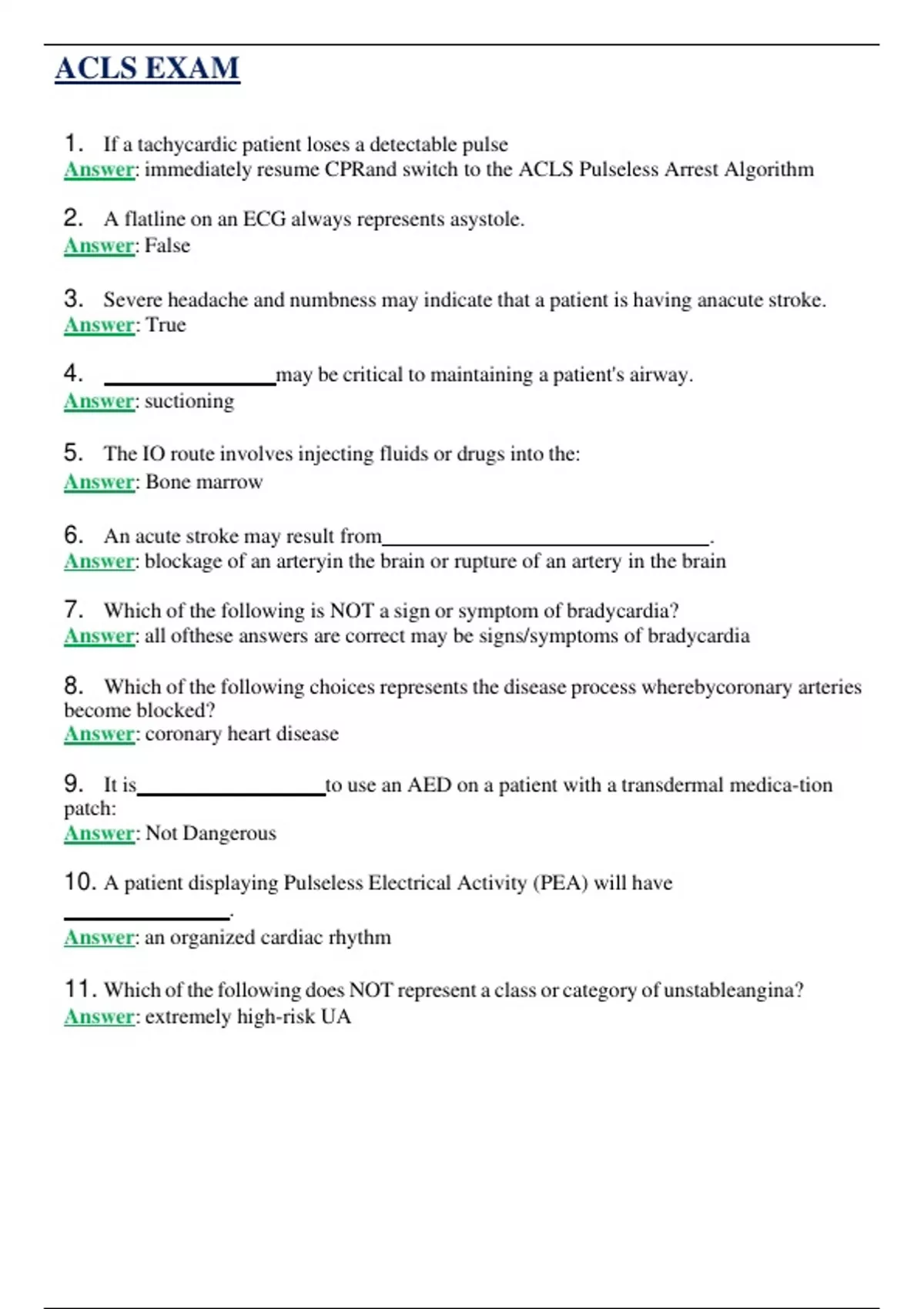 ACLS EXAM 2024/2025 | QUESTIONS WITH 100% VERIFIED ANSWERS AND ...