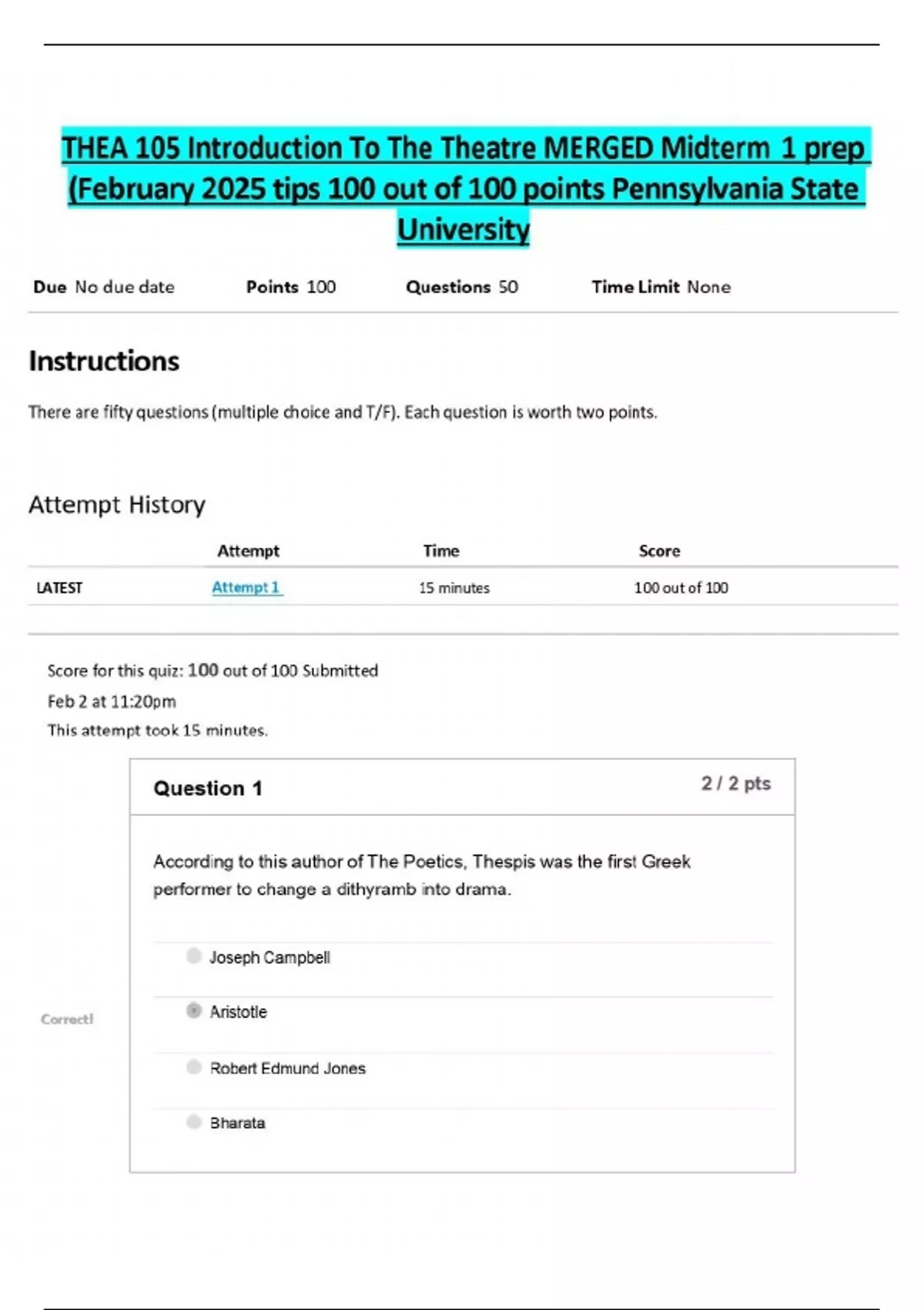 THEA 105 Introduction To The Theatre MERGED Midterm 1 prep (February ...