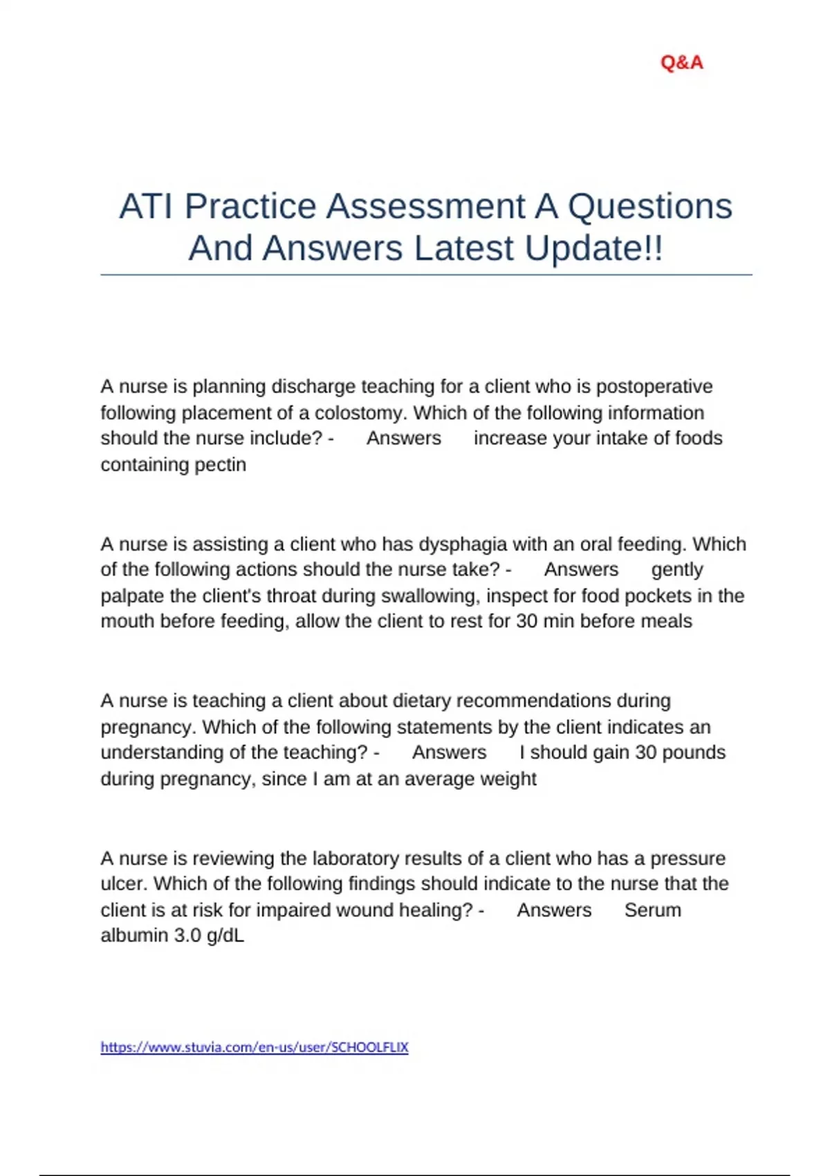 ATI Practice Assessment A Questions And Answers Latest Update!! - ATI ...