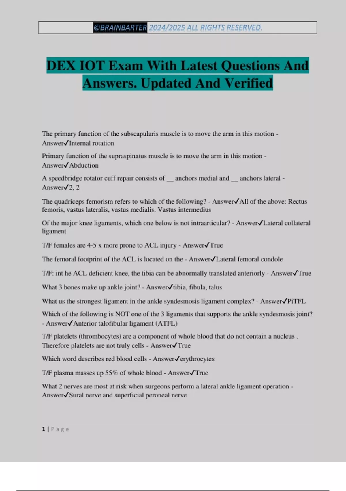 DEX IOT Exam With Latest Questions And Answers. Updated And Verified ...