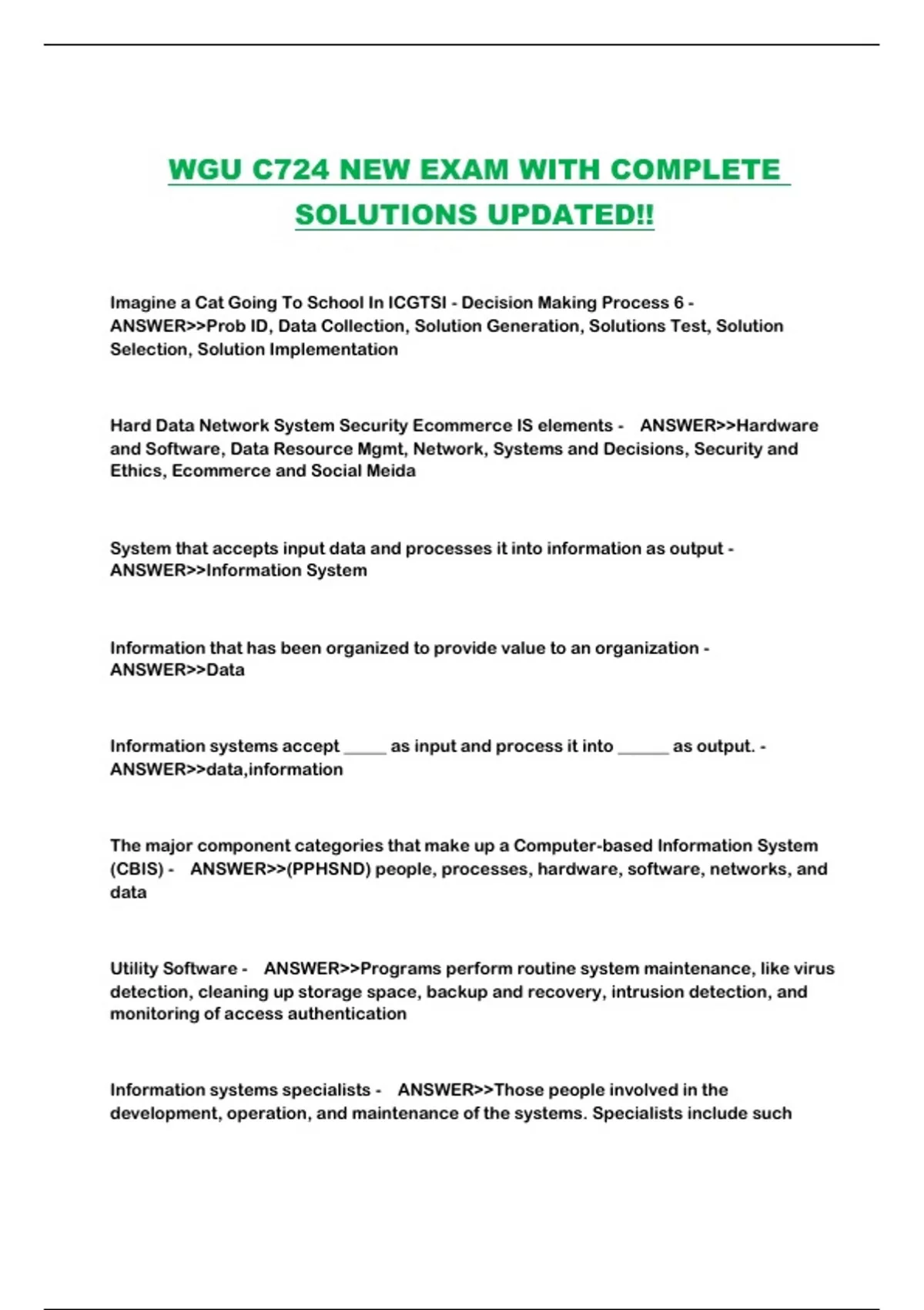 WGU C724 NEW EXAM WITH COMPLETE SOLUTIONS UPDATED!! - WGU C724 - Stuvia US