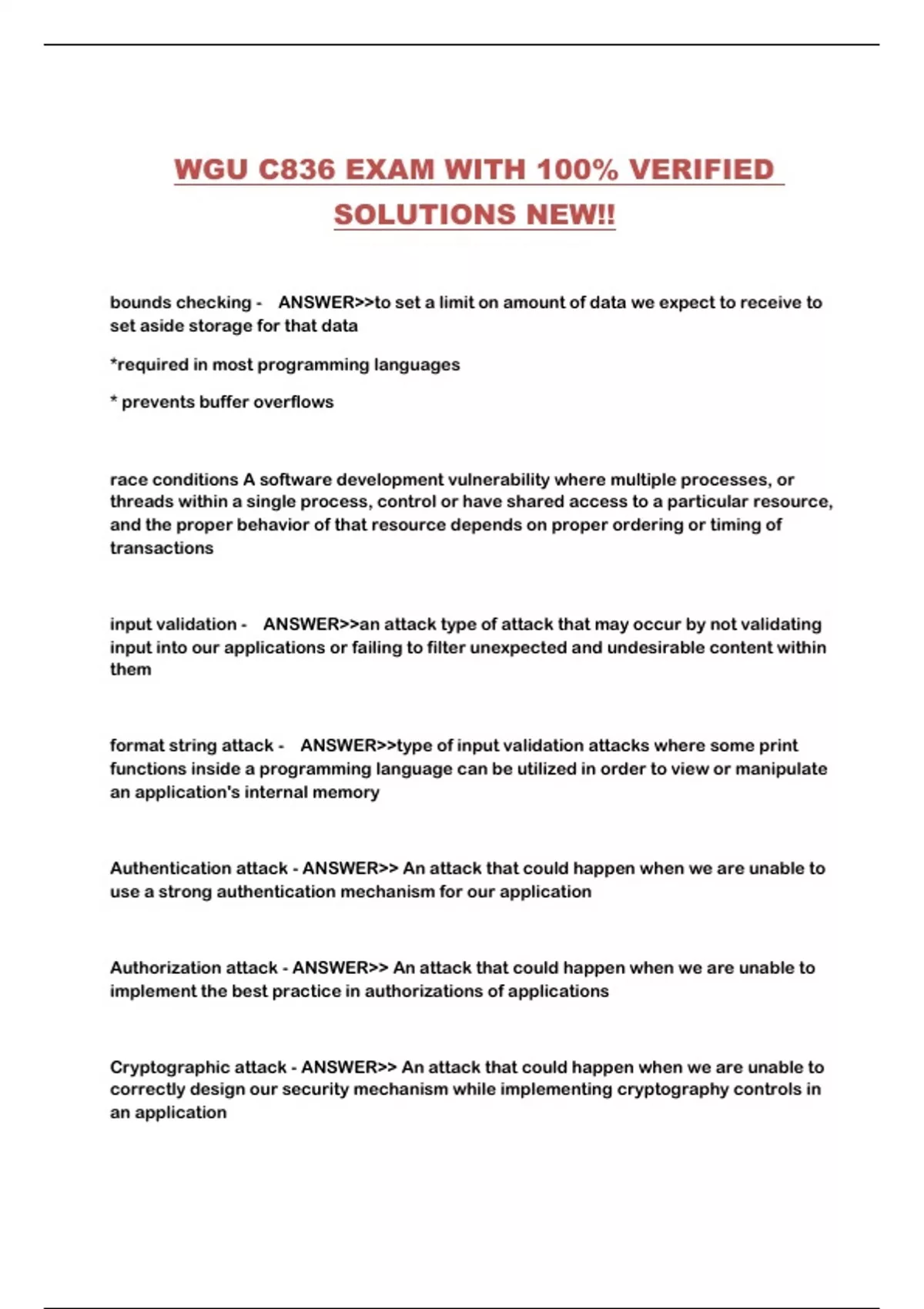 WGU C836 EXAM WITH 100% VERIFIED SOLUTIONS NEW!! - WGU C836 - Stuvia US