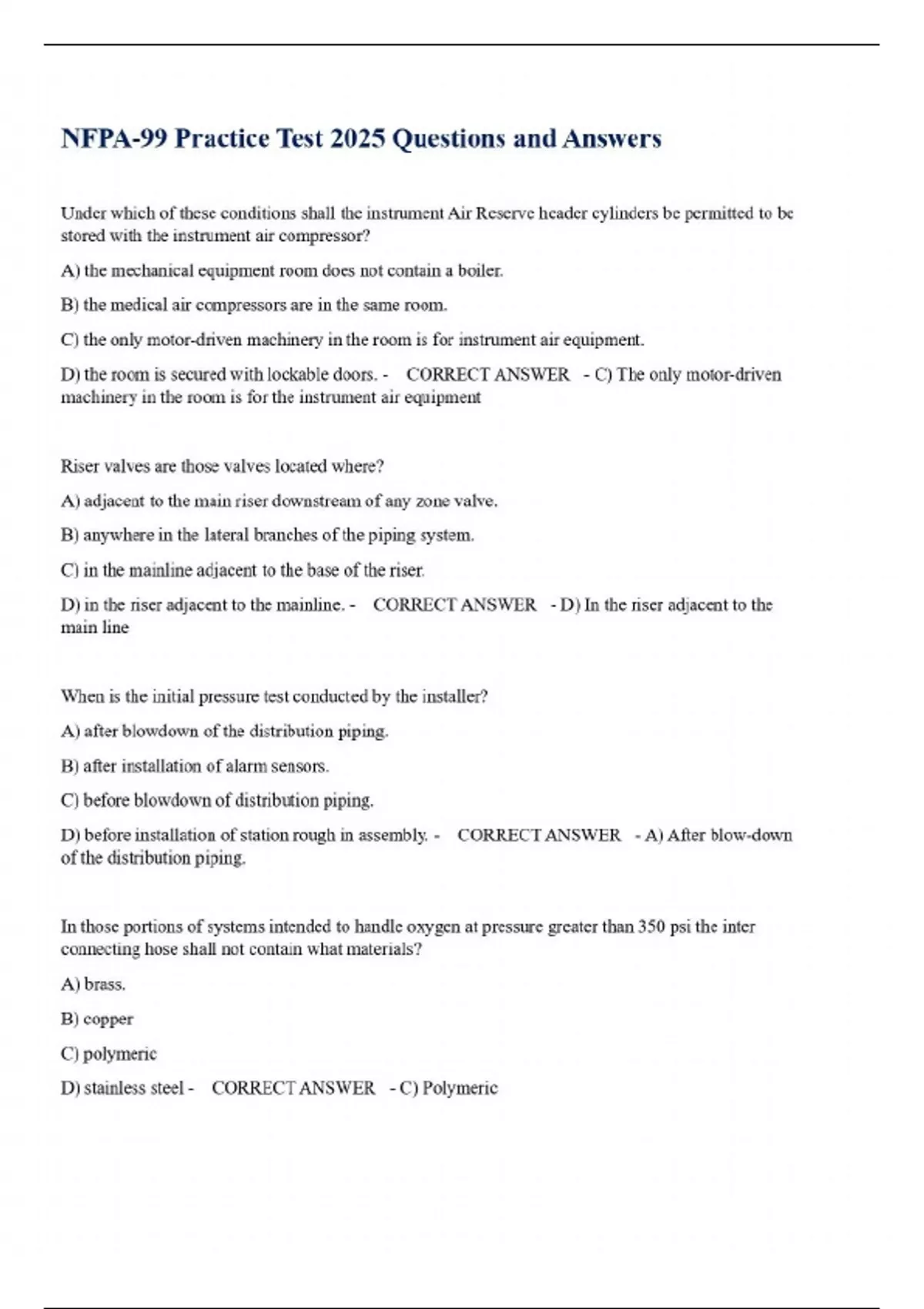 NFPA-99 Practice Test 2025 Questions and Answers - Nfpa - Stuvia US