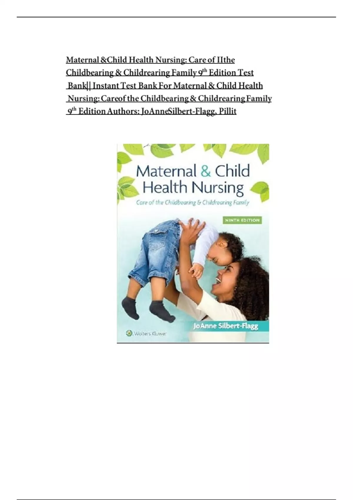 Maternal & Child Health Nursing: Care of the Childbearing ...