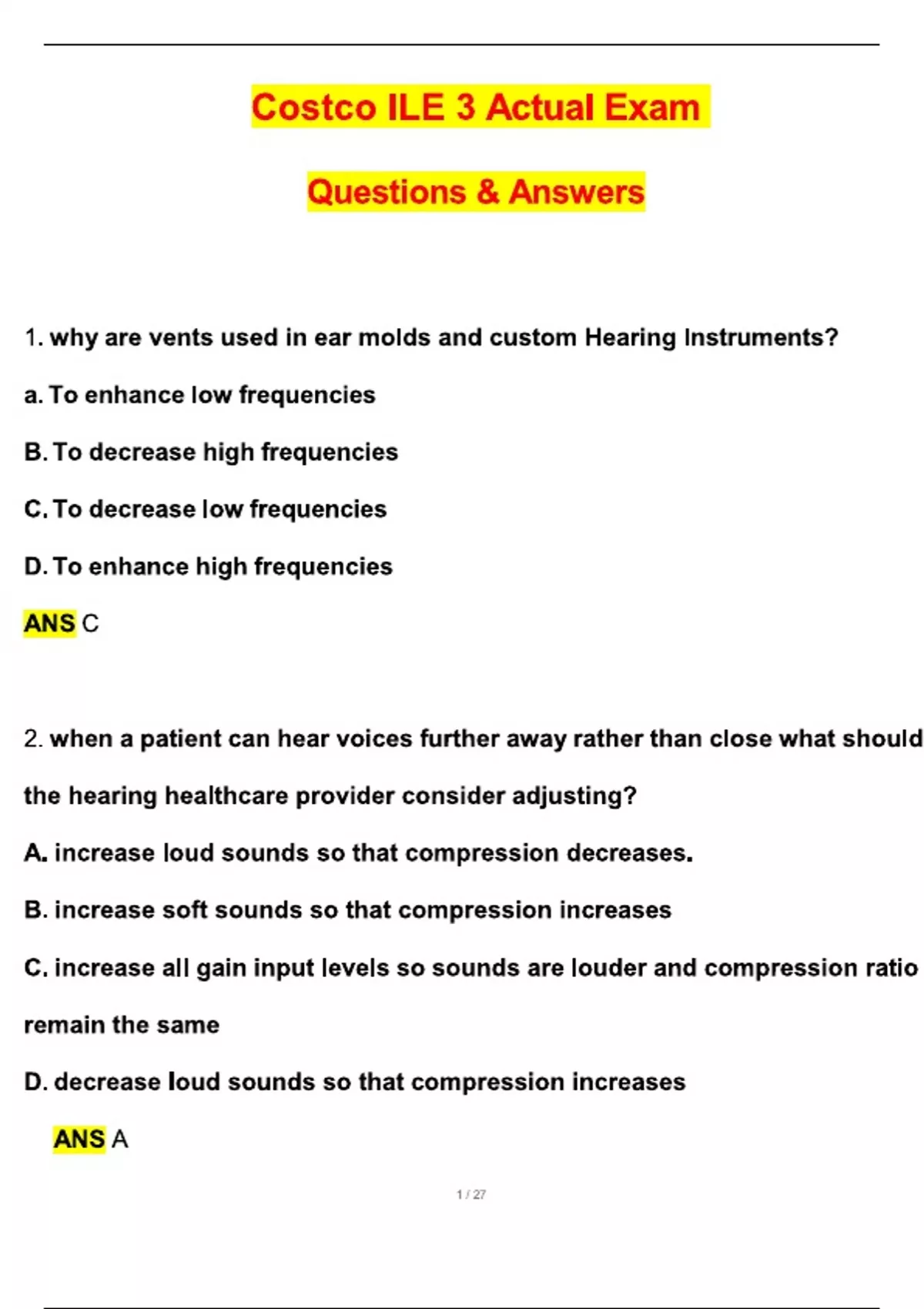 COSTCO ILE EXAM 3 Actual 2025 Questions and Answers Latest 100% Correct ...