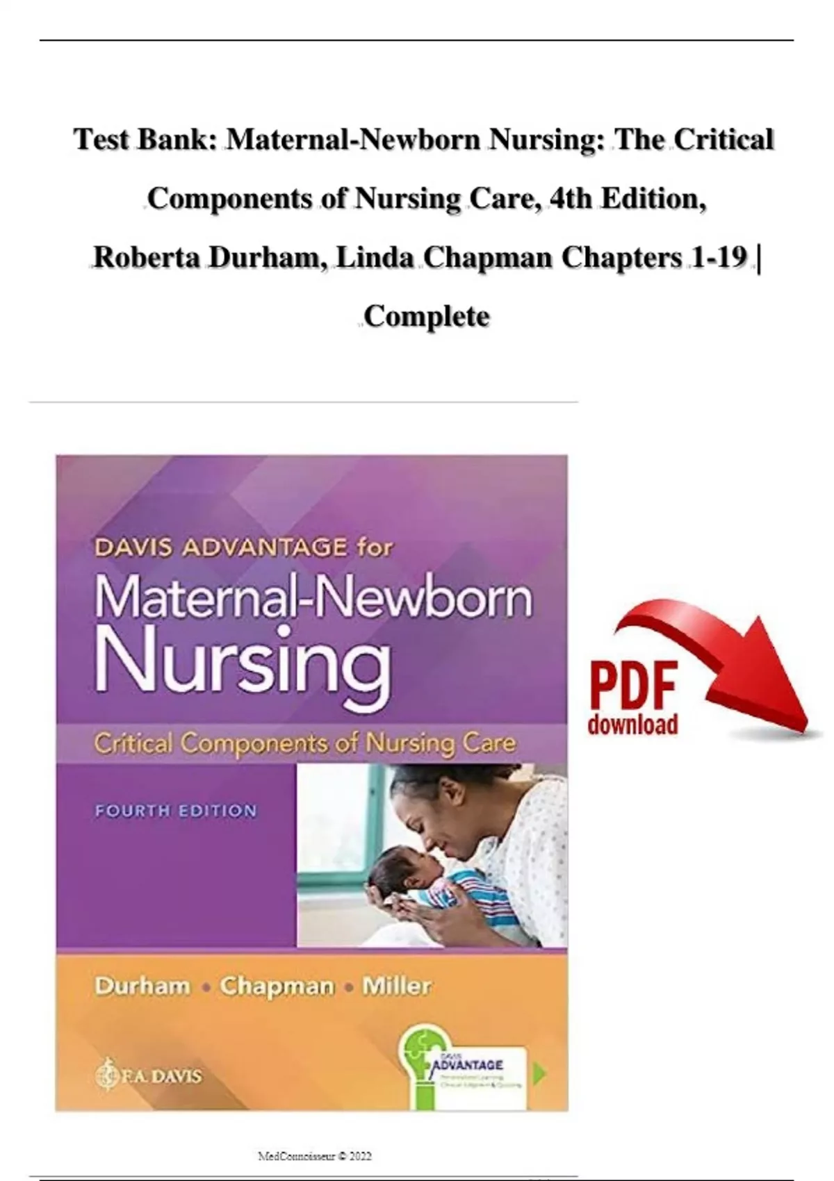 TEST BANK FOR MATERNAL-NEWBORN NURSING: THE CRITICAL COMPONENTS OF ...