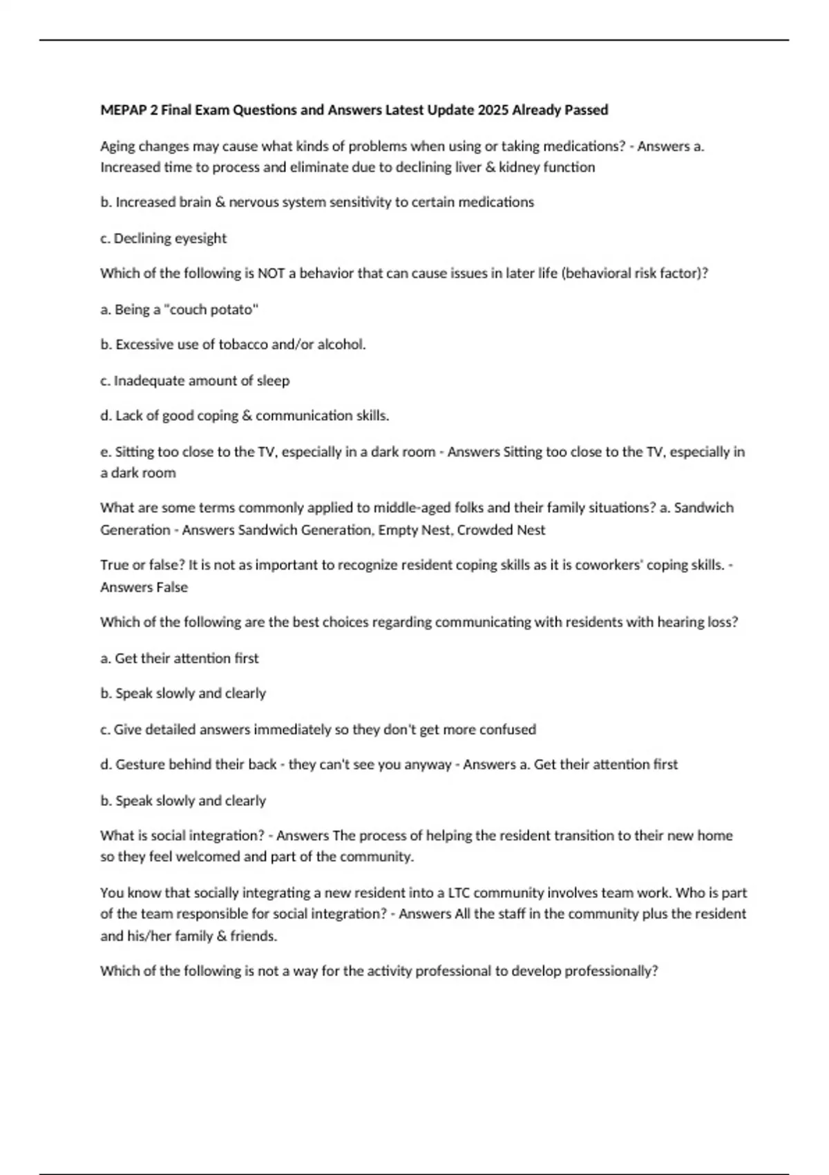 MEPAP 2 Final Exam Questions and Answers Latest Update 2025 Already ...