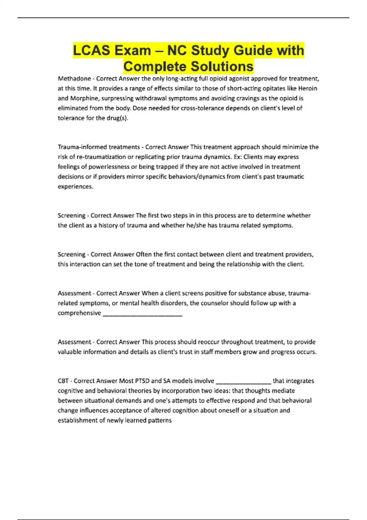 LCAS Exam – NC Study Guide with Complete Solutions - LCAS - Stuvia US