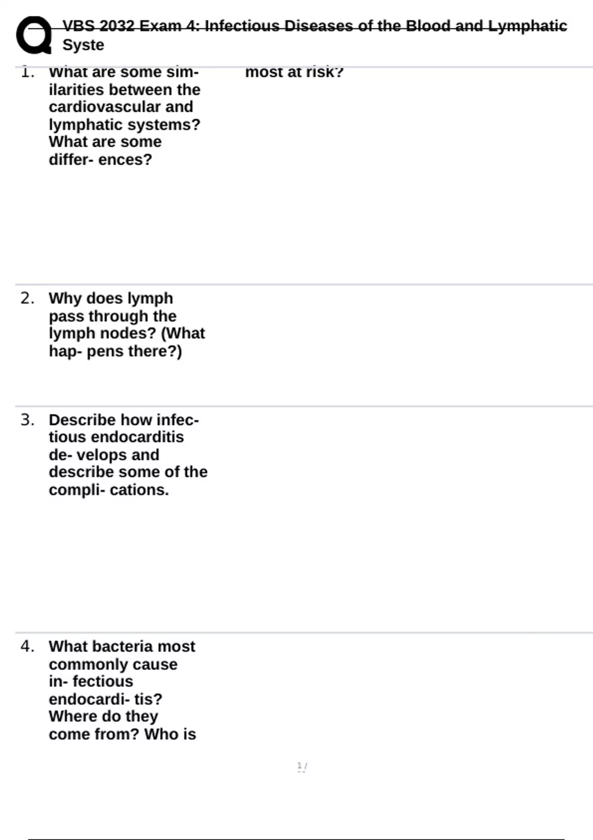 VBS 2032 Exam 4: Infectious Diseases of the Blood and Lymphatic System ...