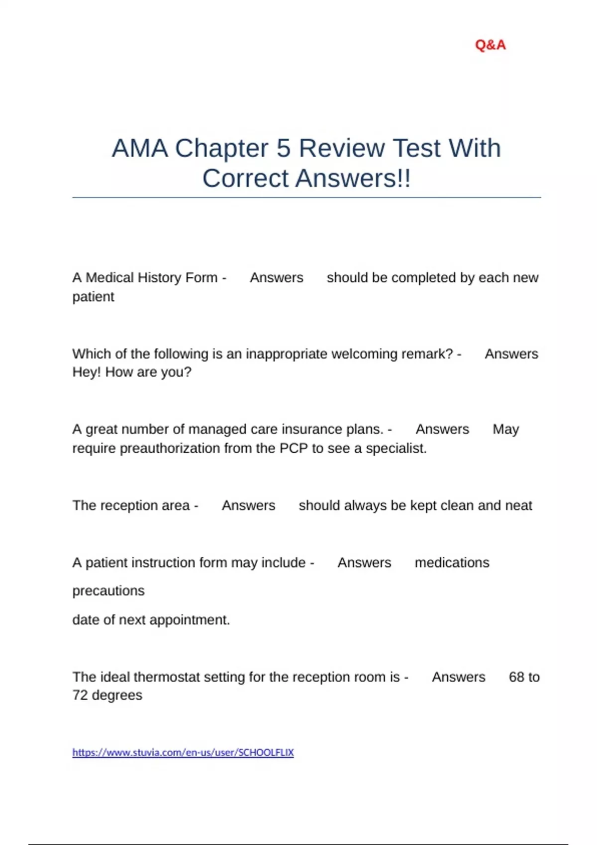 AMA Chapter 5 Review Test With Correct Answers!! - AMA - Stuvia US