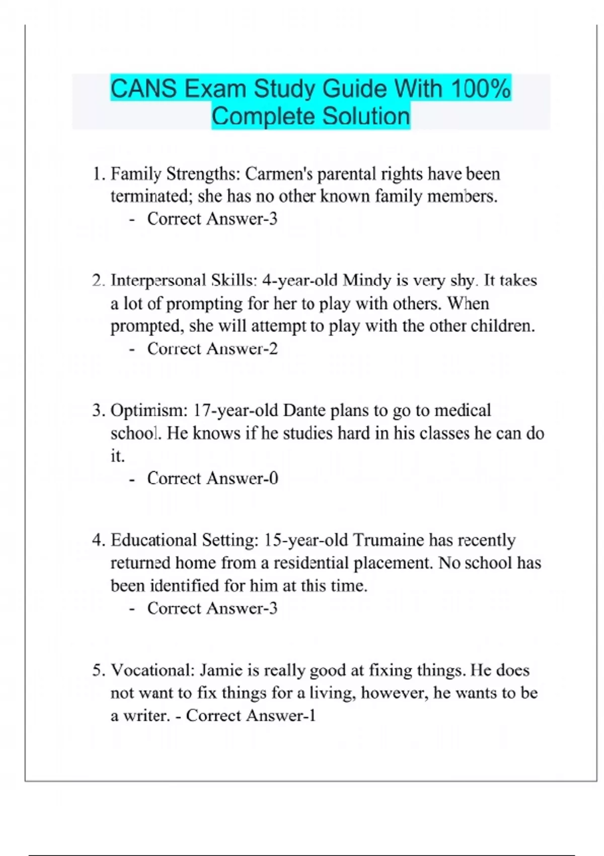 CANS Exam QUESTION BANK With 100% Complete Solution| LATEST VERSION ...