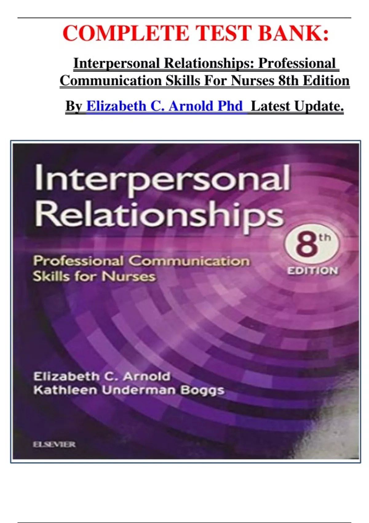 COMPLETE TEST BANK: Interpersonal Relationships: Professional ...