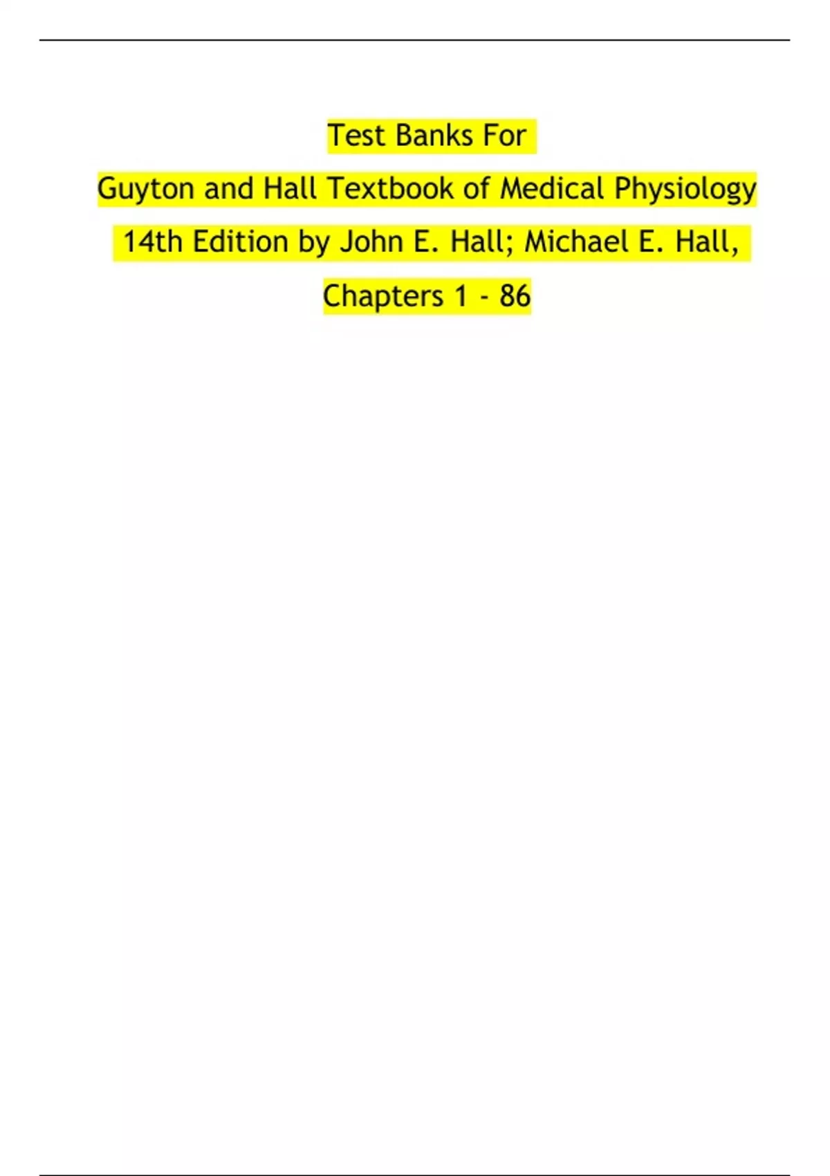 Guyton and Hall Textbook of Medical Physiology – Test Bank | 14th ...