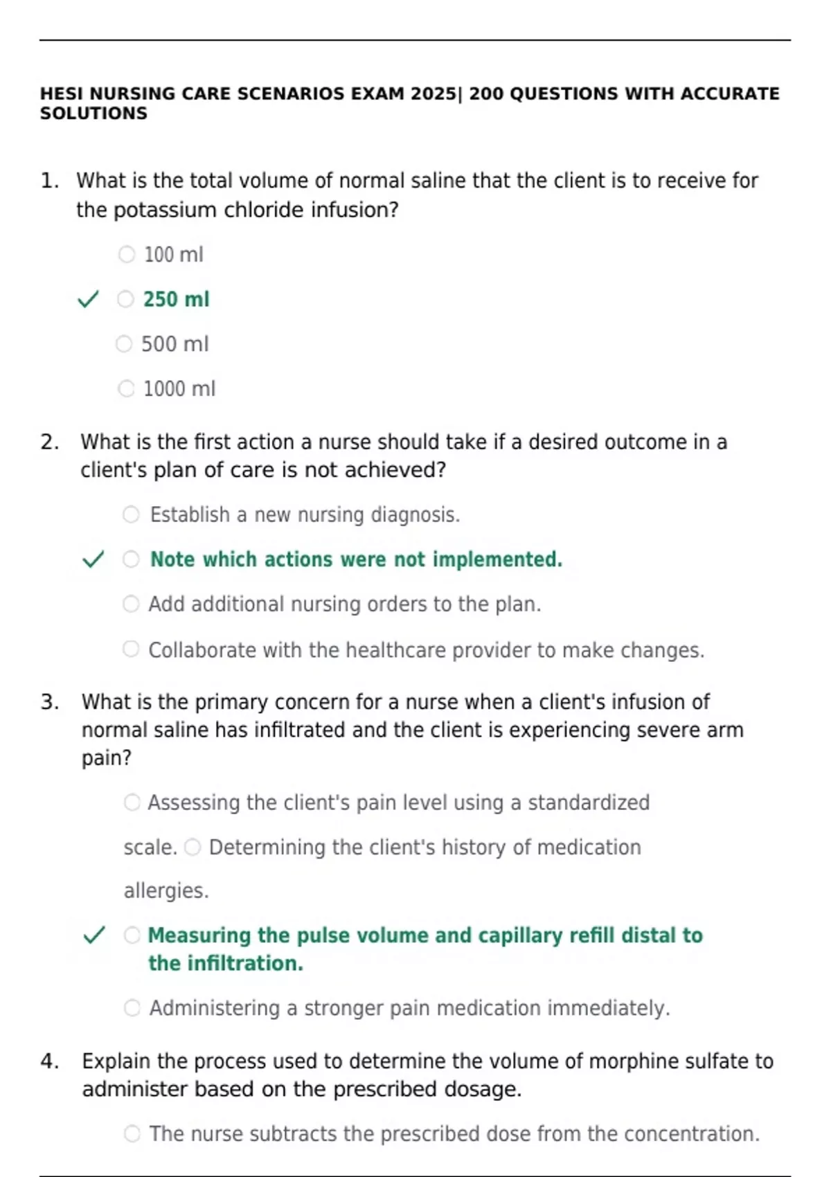 HESI NURSING CARE SCENARIOS EXAM 2025| 200 QUESTIONS WITH ACCURATE ...