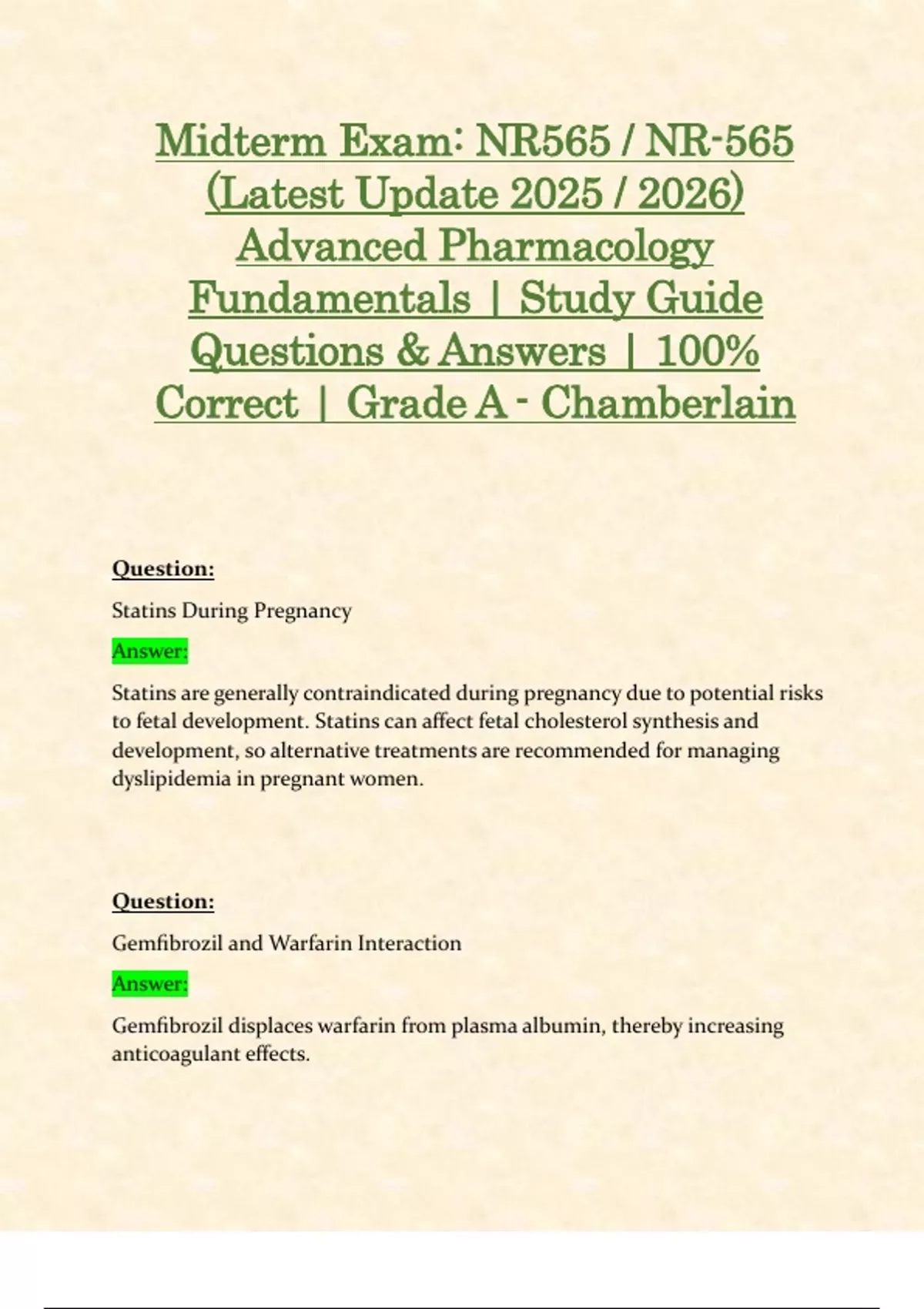 Midterm Exam: NR565 / NR-565 (Latest Update 2025 / 2026) Advanced ...