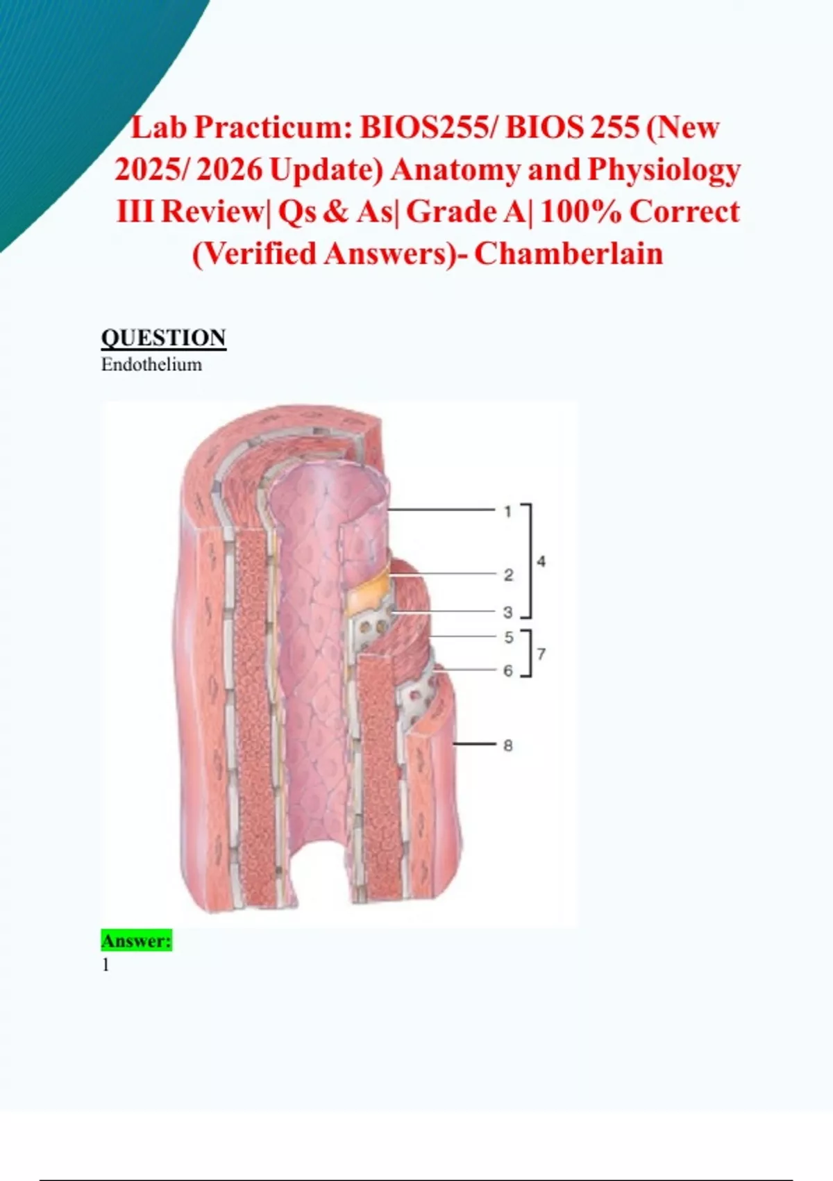 Exam 3,Comprehensive & Lab: BIOS255/ BIOS 255 (New 2025/ 2026 Updates ...