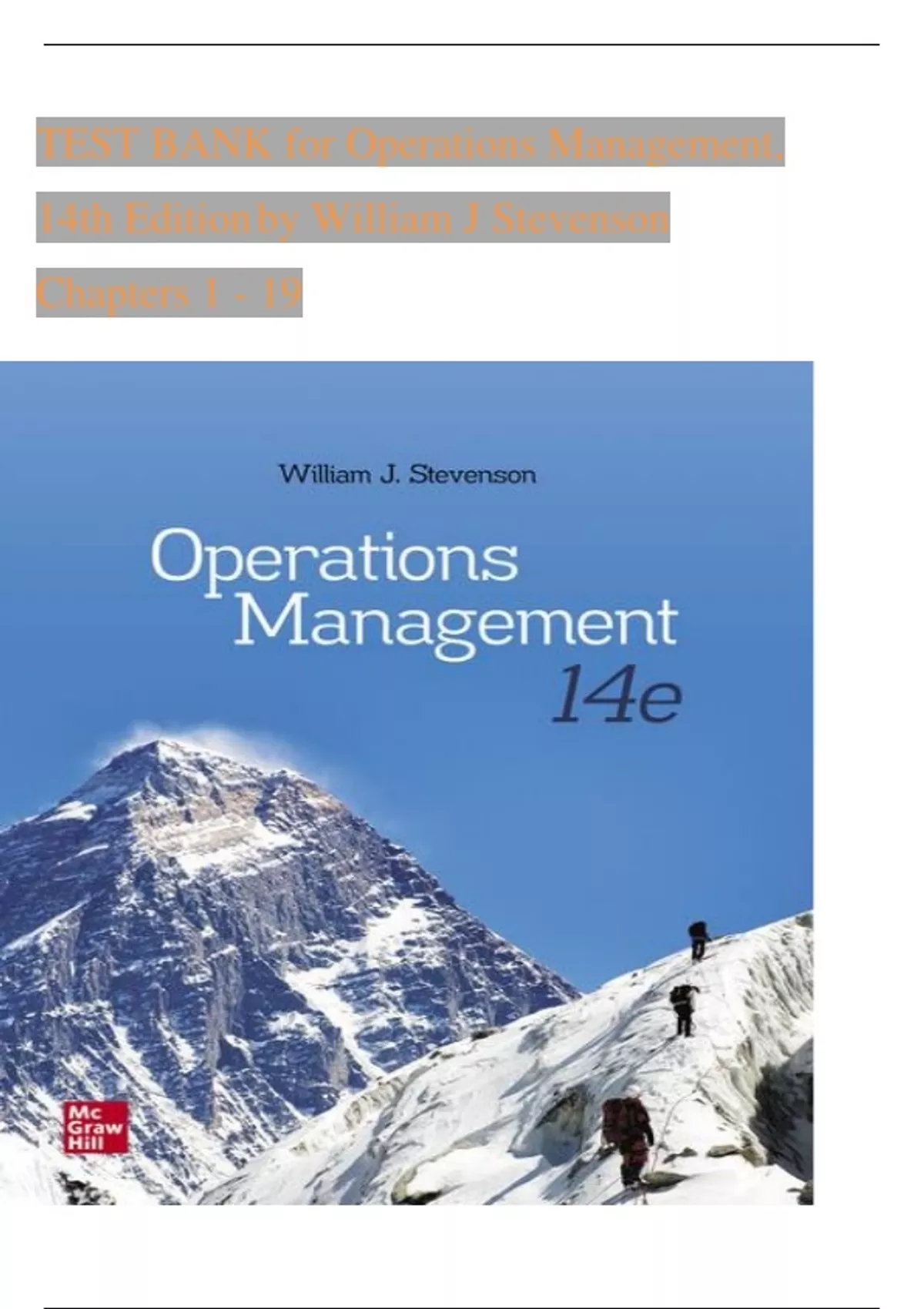 TEST BANK for Operations Management, 14th Editio by William Stevenson ...