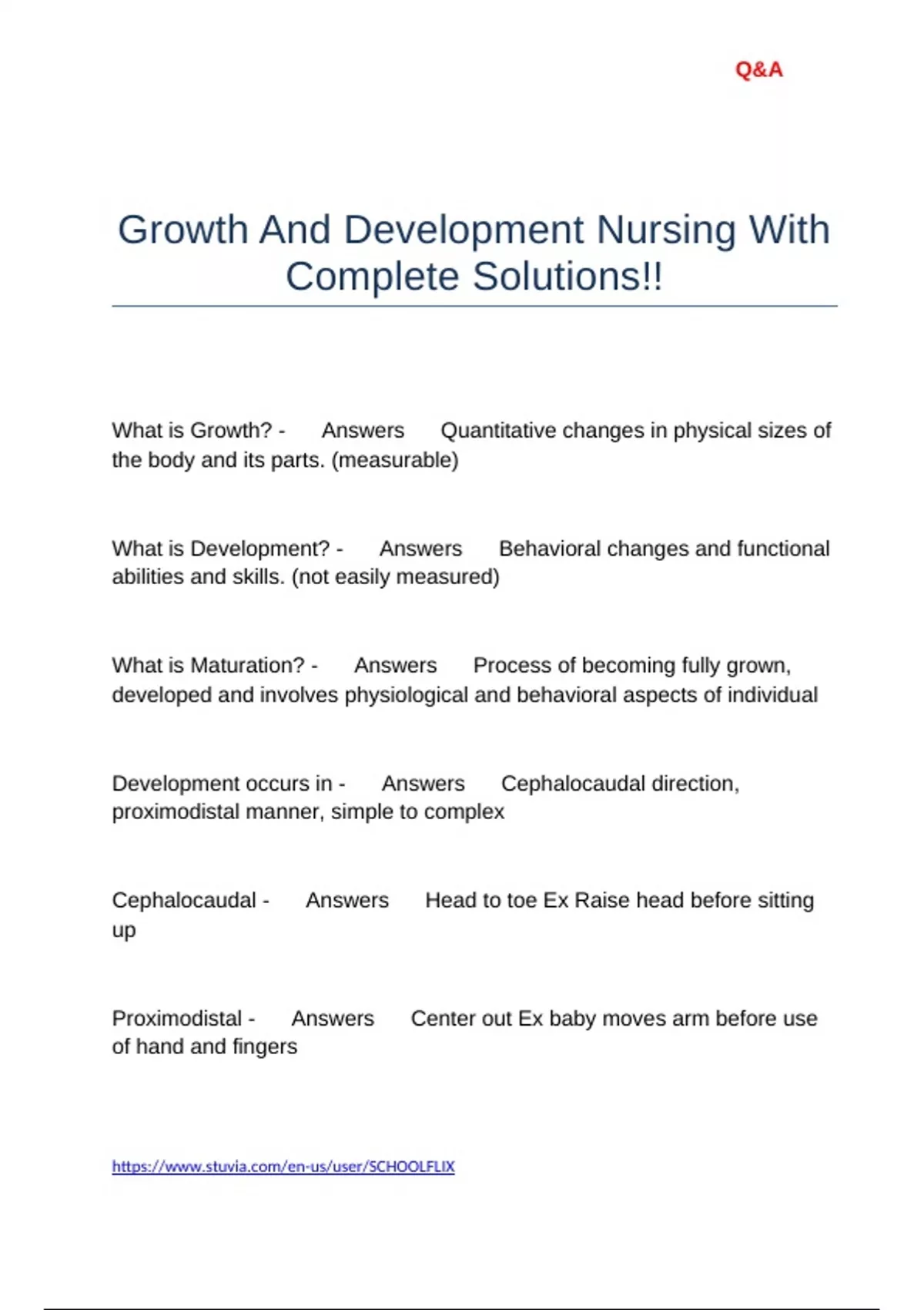Growth And Development Nursing With Complete Solutions!! - Growth ...