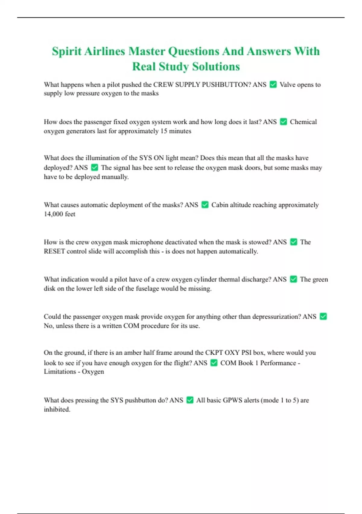 Spirit Airlines Master Questions And Answers With Real Study Solutions ...