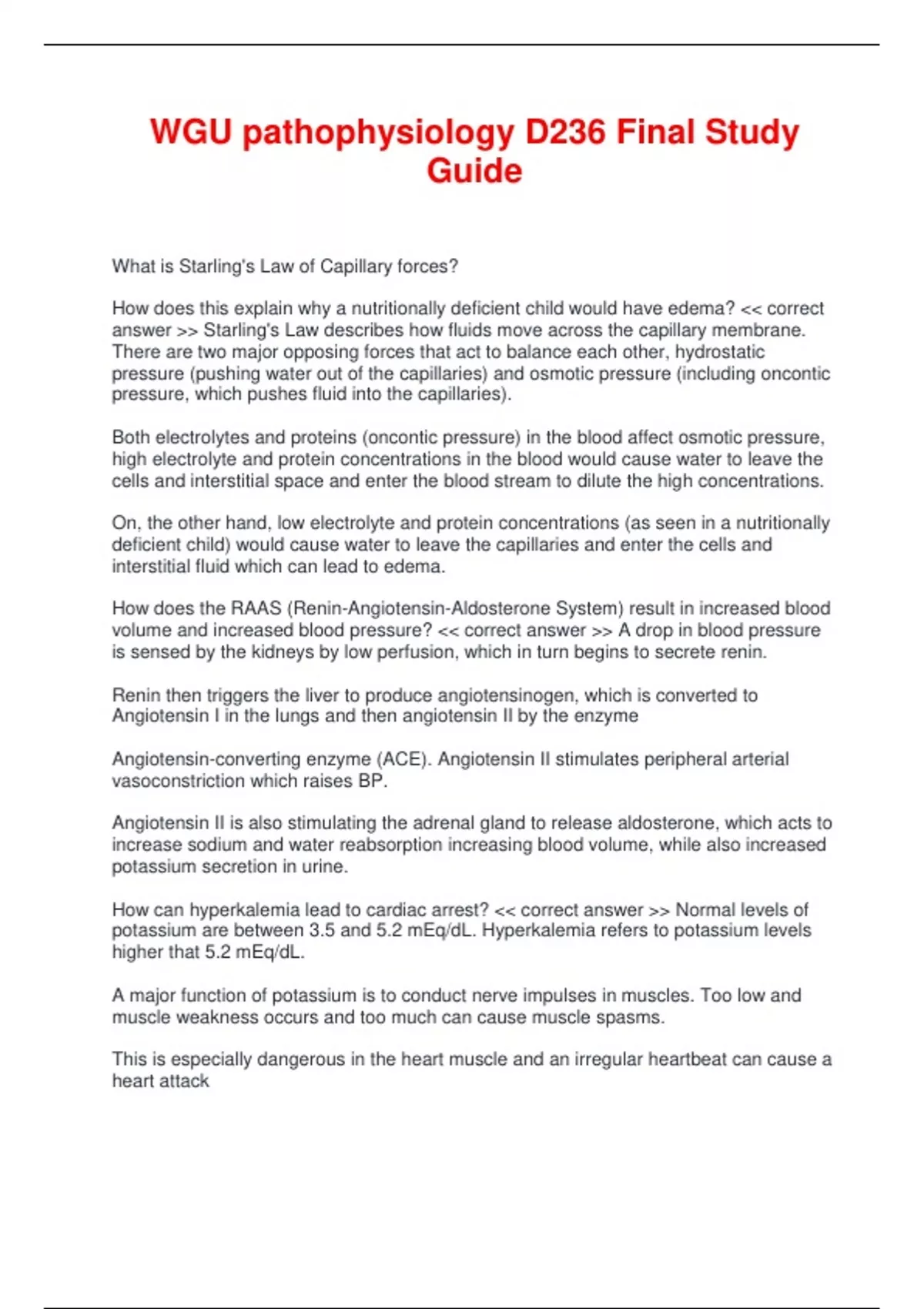 WGU D236 pathophysiology WGU D236 Final Study Guide - WGU D236 - Stuvia US