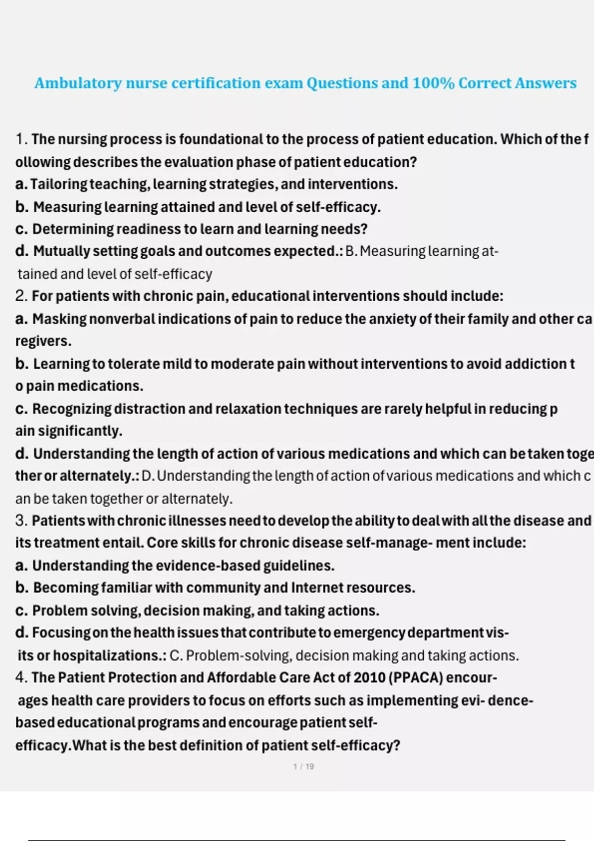 Ambulatory nurse certification exam Questions and 100% Correct Answers ...