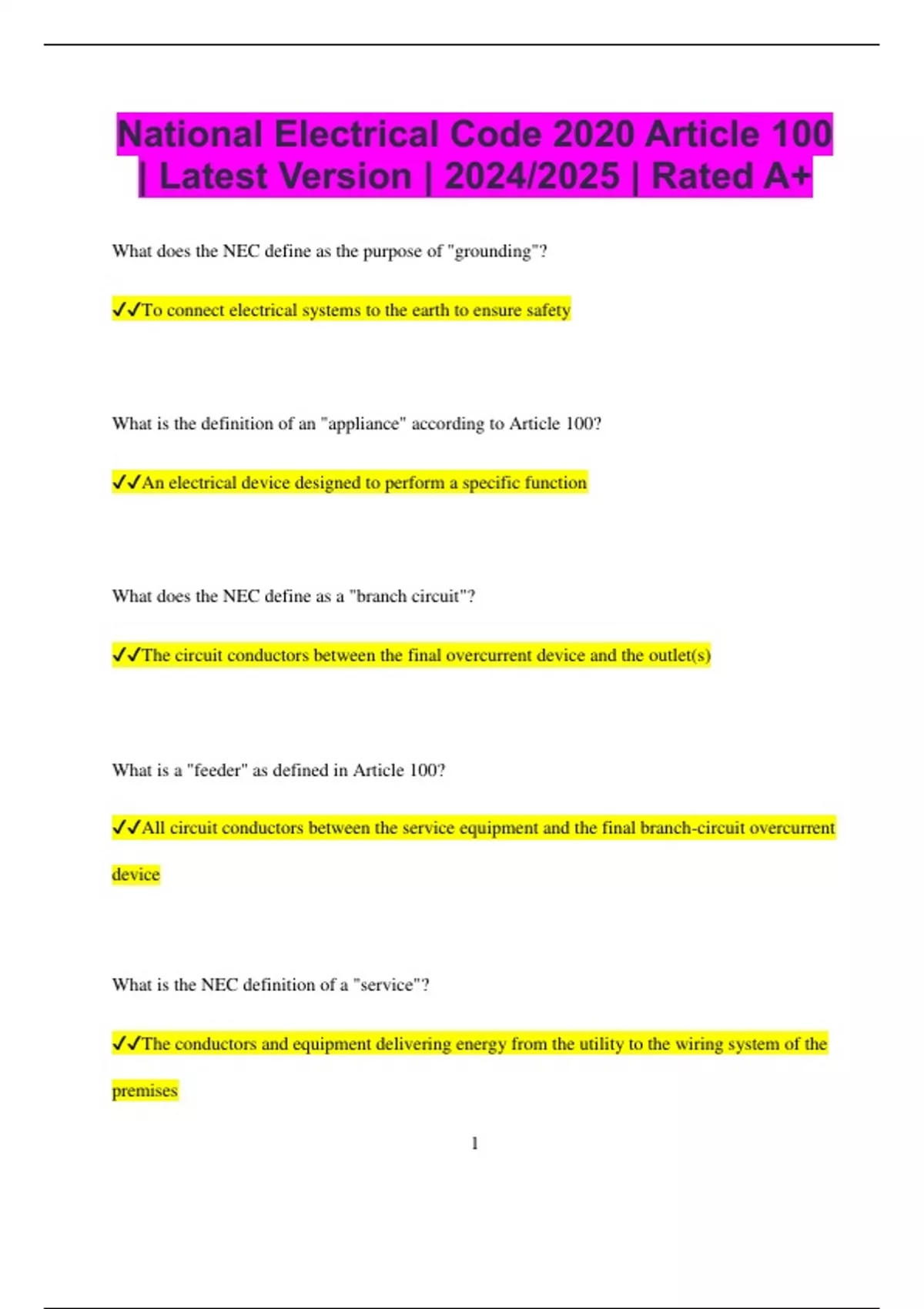National Electrical Code 2020 Article 100 | Latest Version | 2024/2025 ...