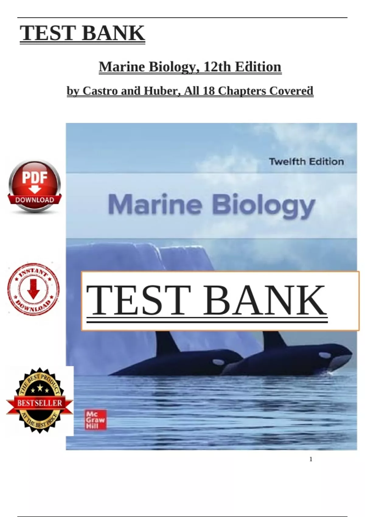 Test Bank - Marine Biology, 12th Edition - Castro (All Chapters 1 to 18 ...