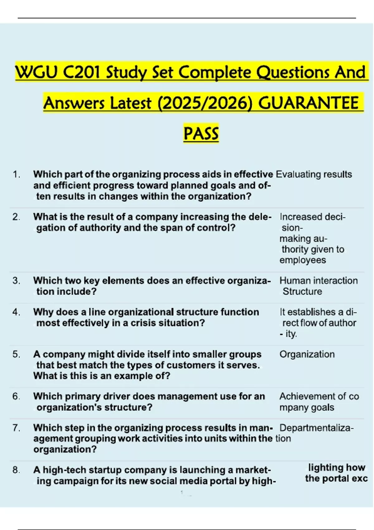 WGU C201 Study Set Complete Questions And Answers Latest (2025/2026 ...