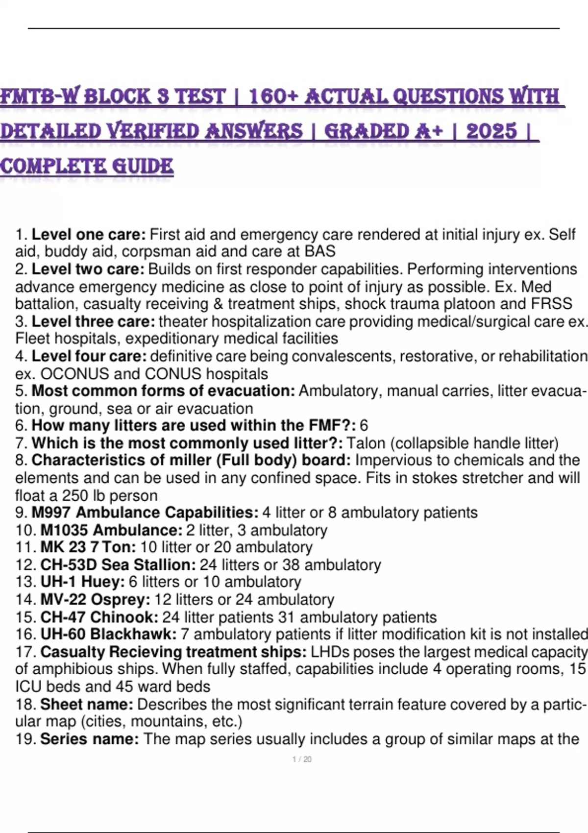 FMTB-W BLOCK 3 TEST | 160+ ACTUAL QUESTIONS WITH DETAILED VERIFIED ...