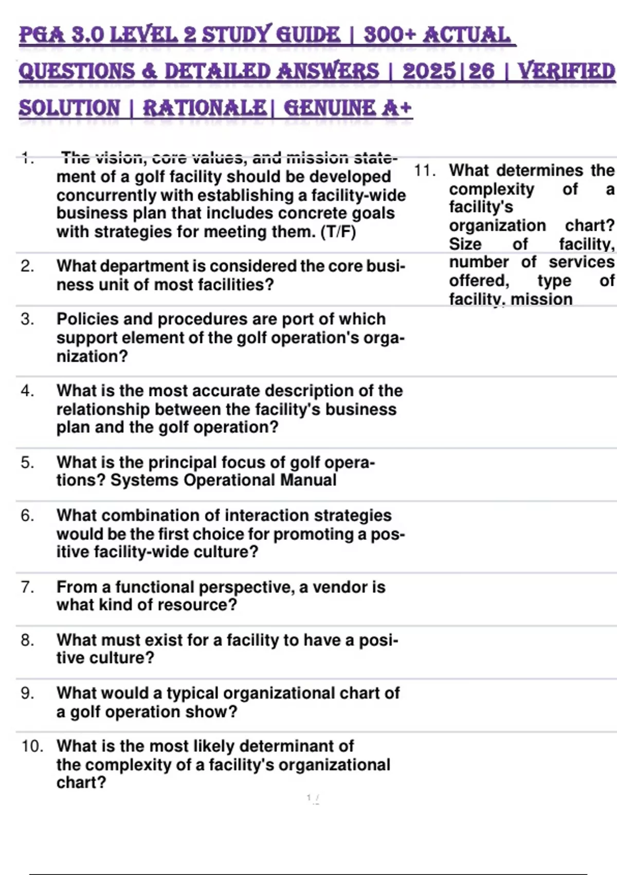 PGA 3.0 LEVEL 2 STUDY GUIDE | 300+ ACTUAL QUESTIONS & DETAILED ANSWERS | 2025|26 | VERIFIED ...