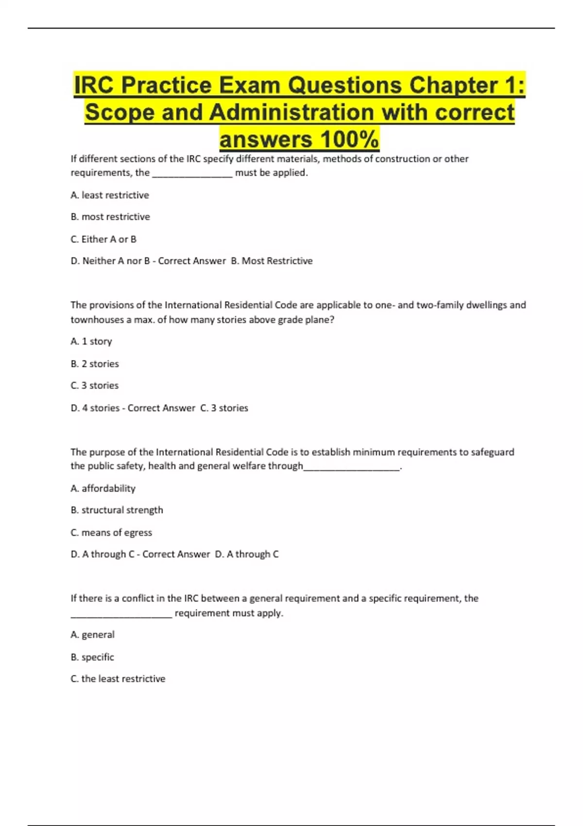 IRC Practice Exam Questions Chapter 1: Scope and Administration with ...