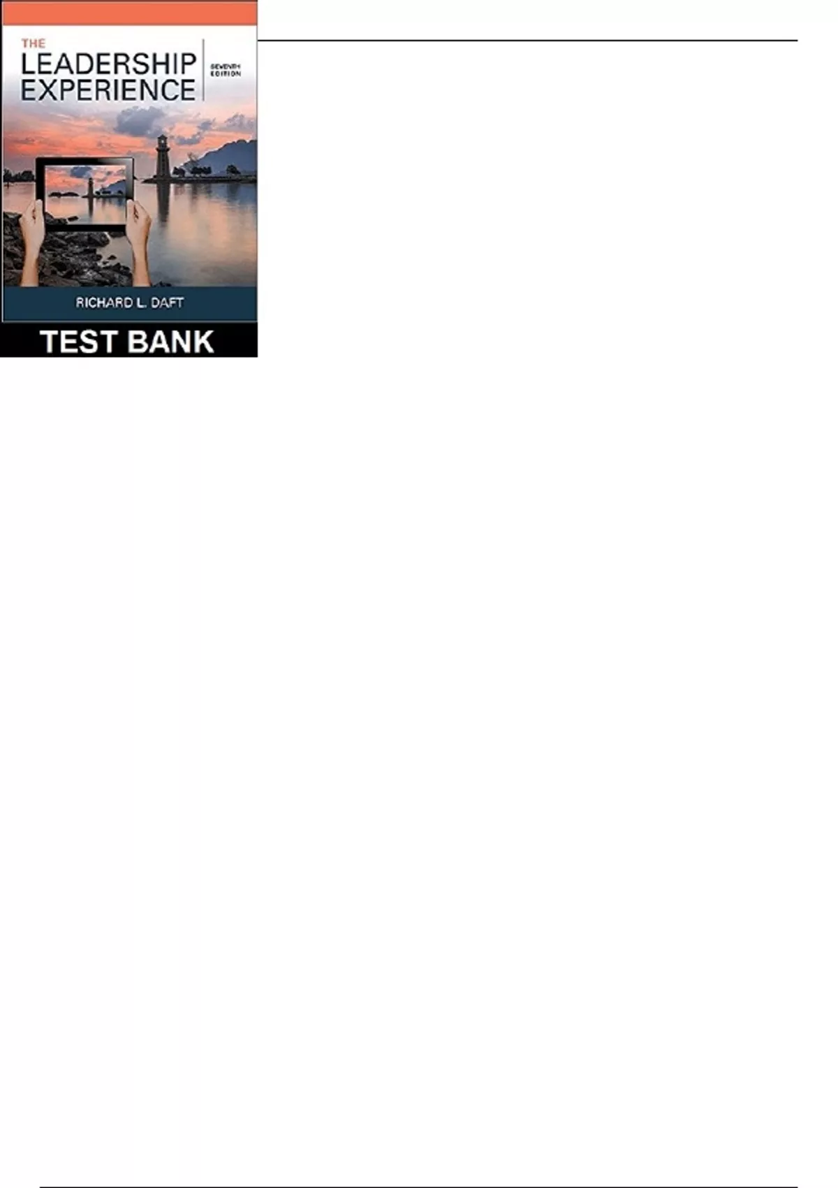Test Bank for Leadership Experience 7th Edition Daft All Chapters 1 ...