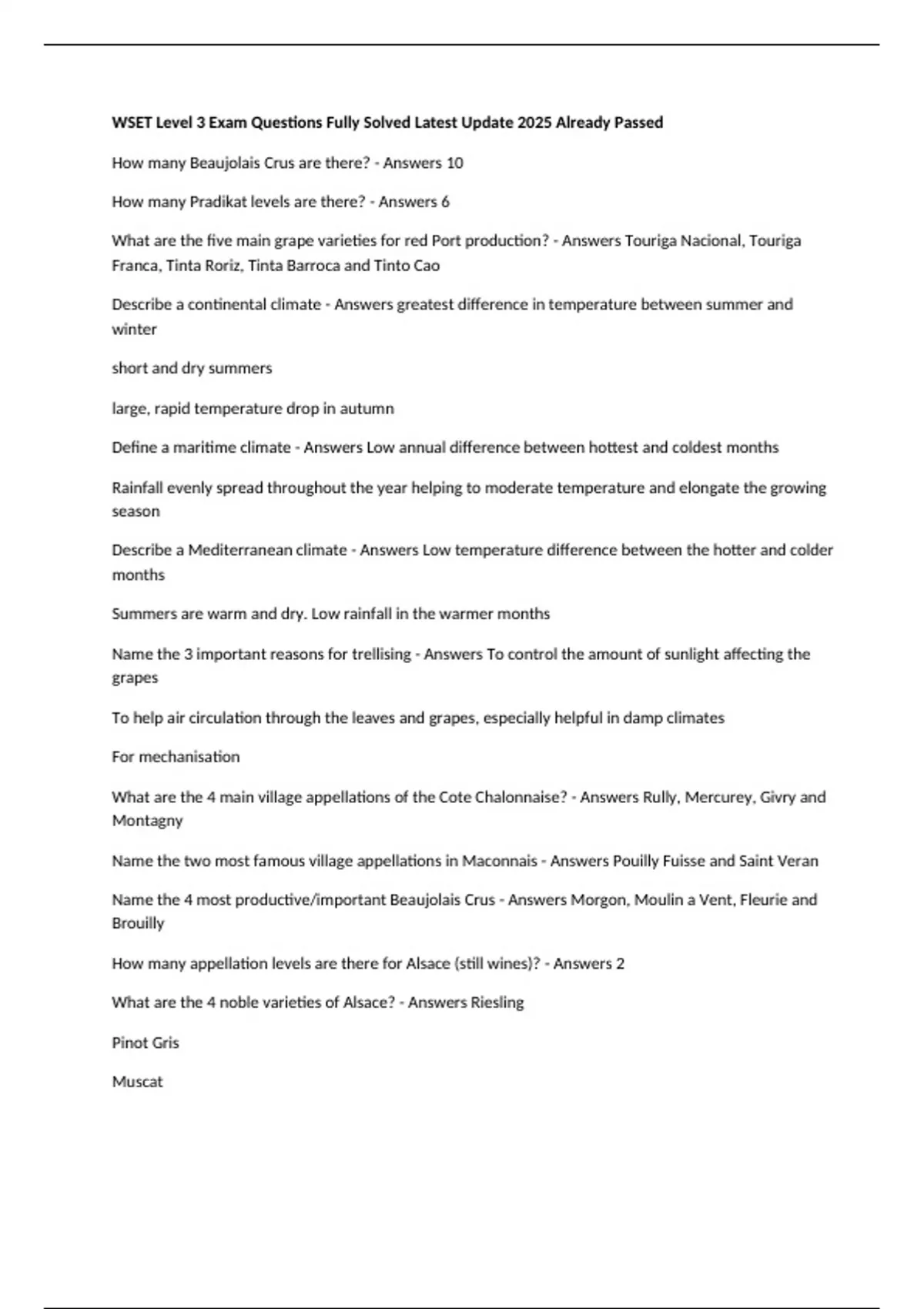 WSET Level 3 Exam Questions Fully Solved Latest Update 2025 Already ...