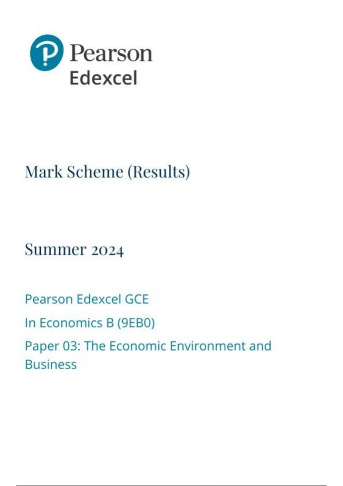 Pearson Edexcel GCE In Economics B (9EB0) Paper 03: 9eb0-03 The ...