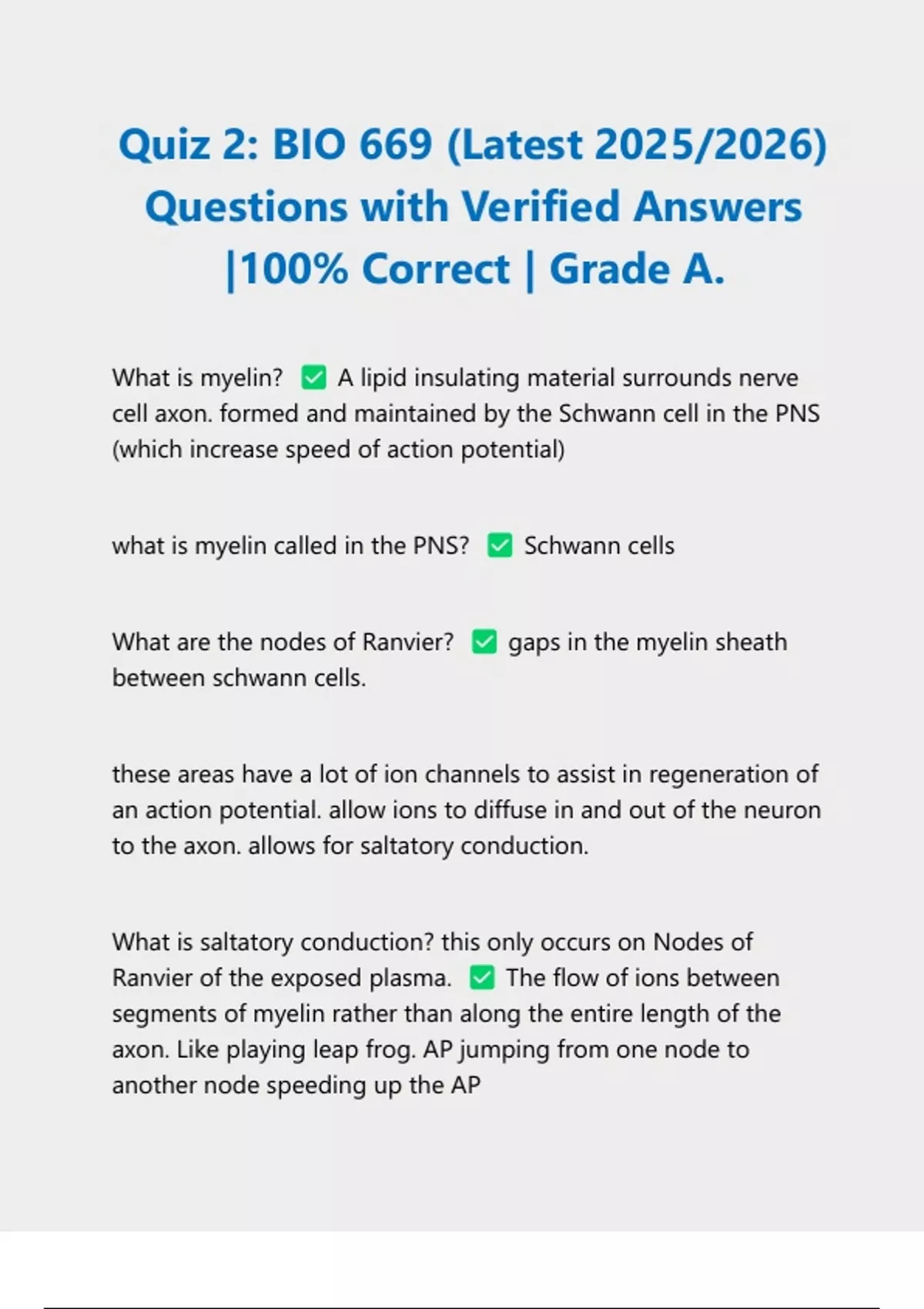 Quiz 2: BIO 669 (Latest 2025/2026) Questions with Verified Answers |100 ...