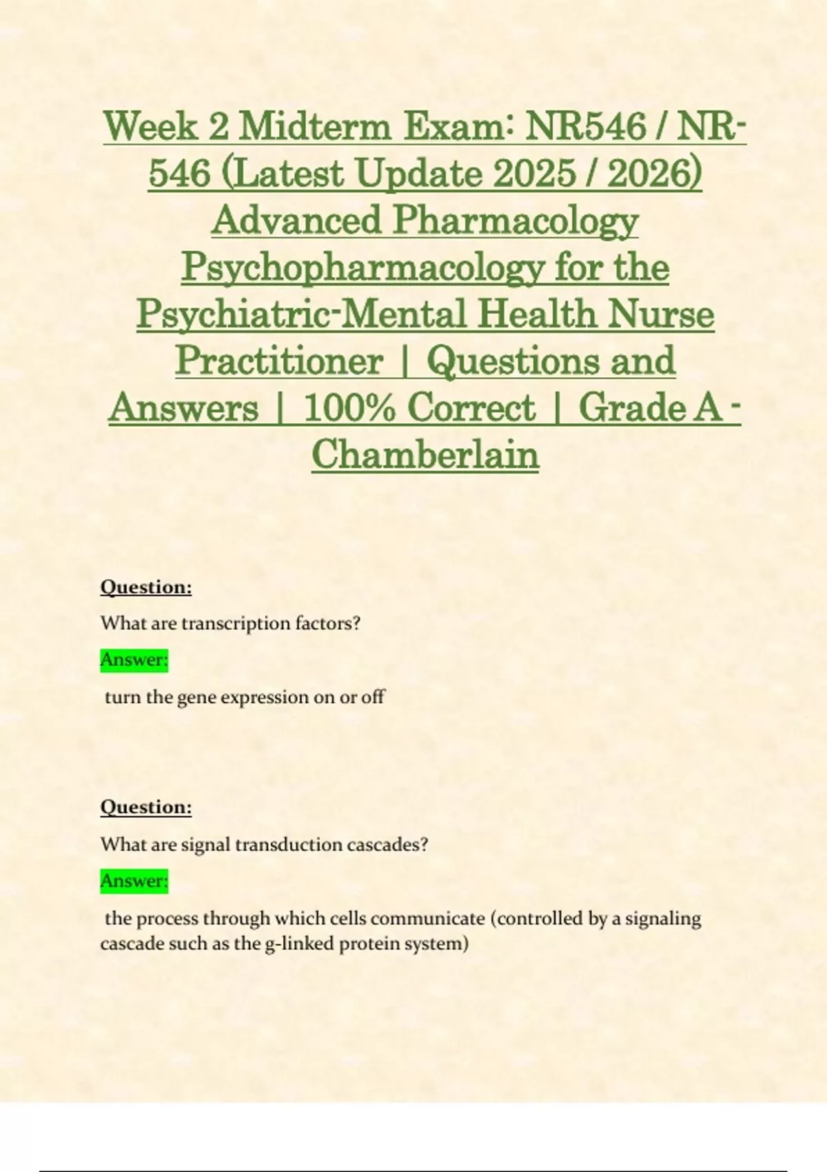 Week 2 Midterm Exam: NR546 / NR-546 (Latest Update 2025 / 2026 ...