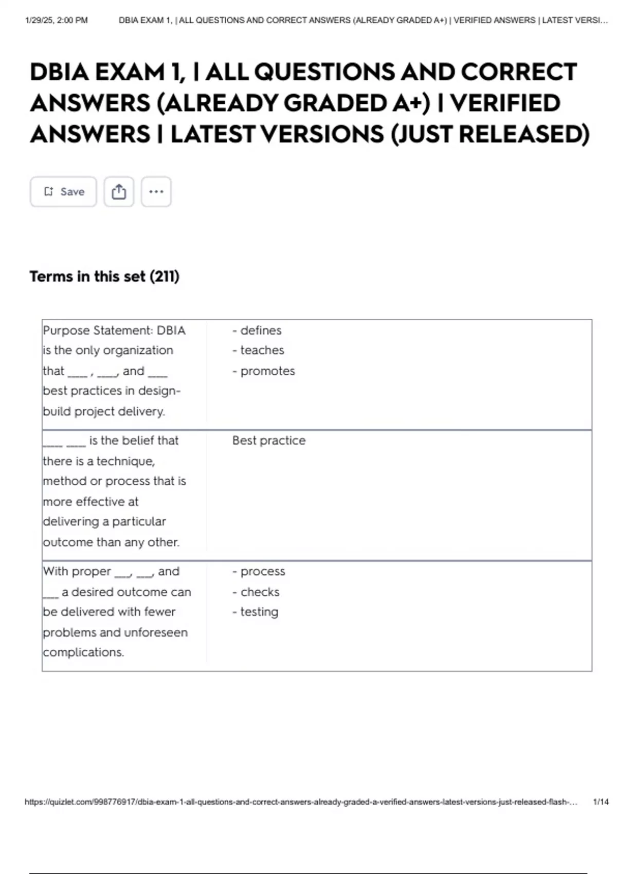 DBIA EXAM 1, | ALL QUESTIONS AND CORRECT ANSWERS (ALREADY GRADED A+ ...